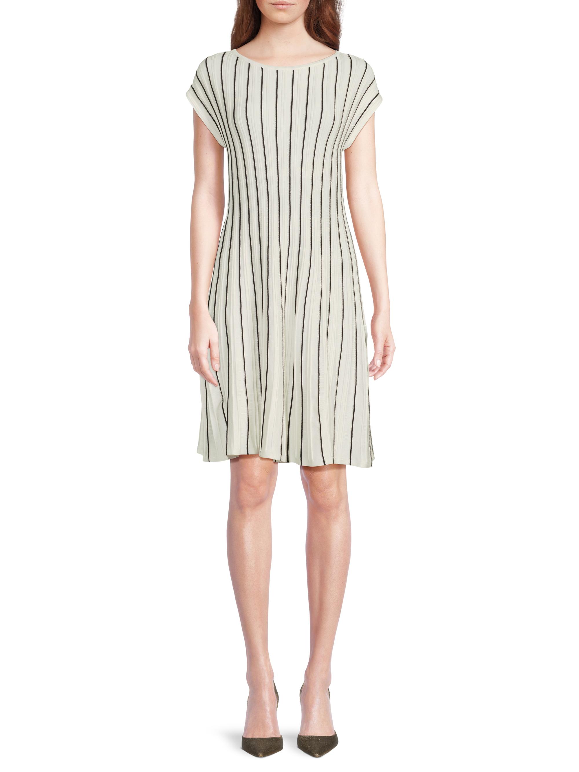 Click here for Dkny Womens Striped Rib-Knit A-Line Dress - Cream... prices
