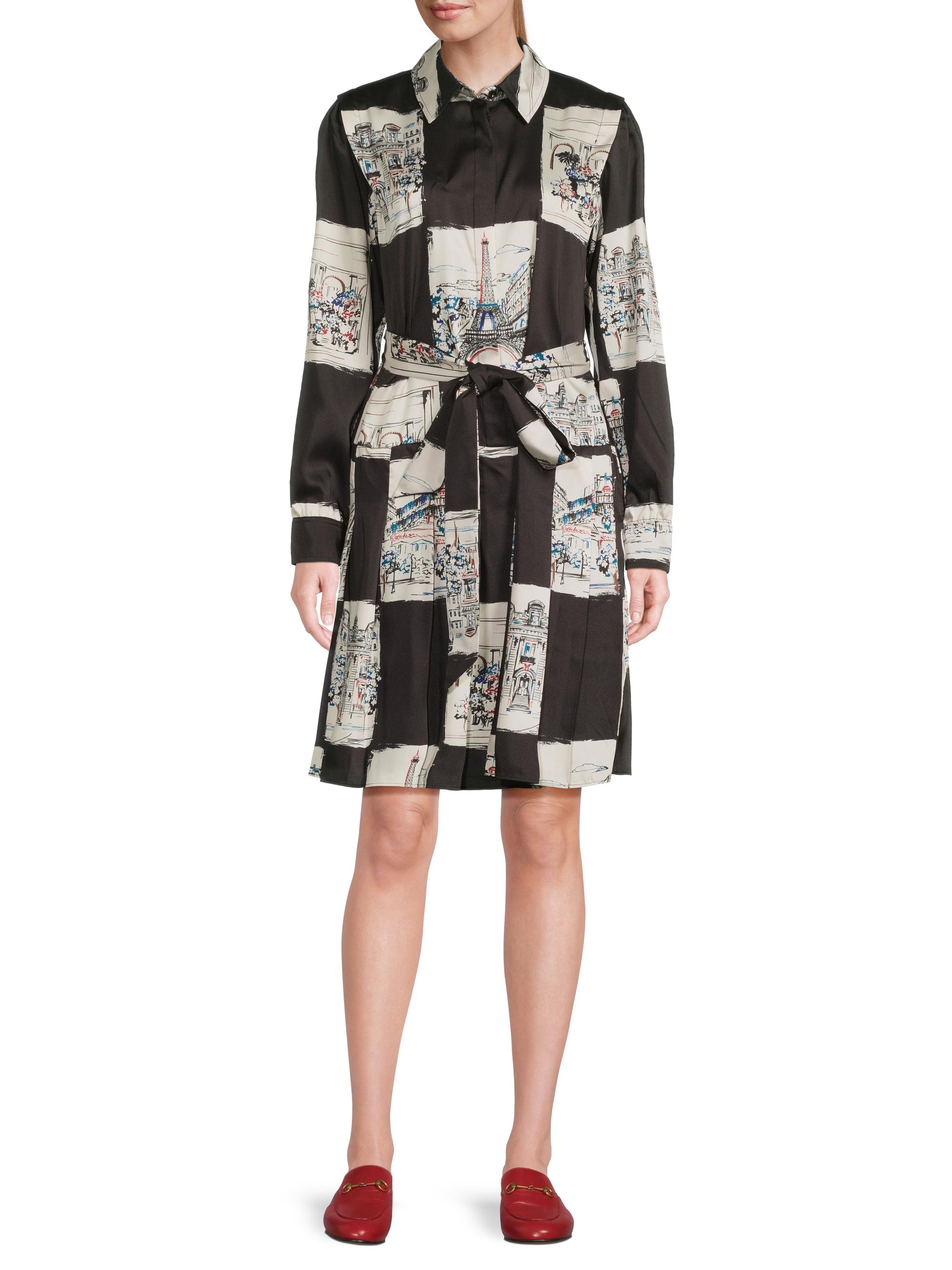 Click here for Karl Lagerfeld Paris Womens Printed Tie-Waist Shir... prices
