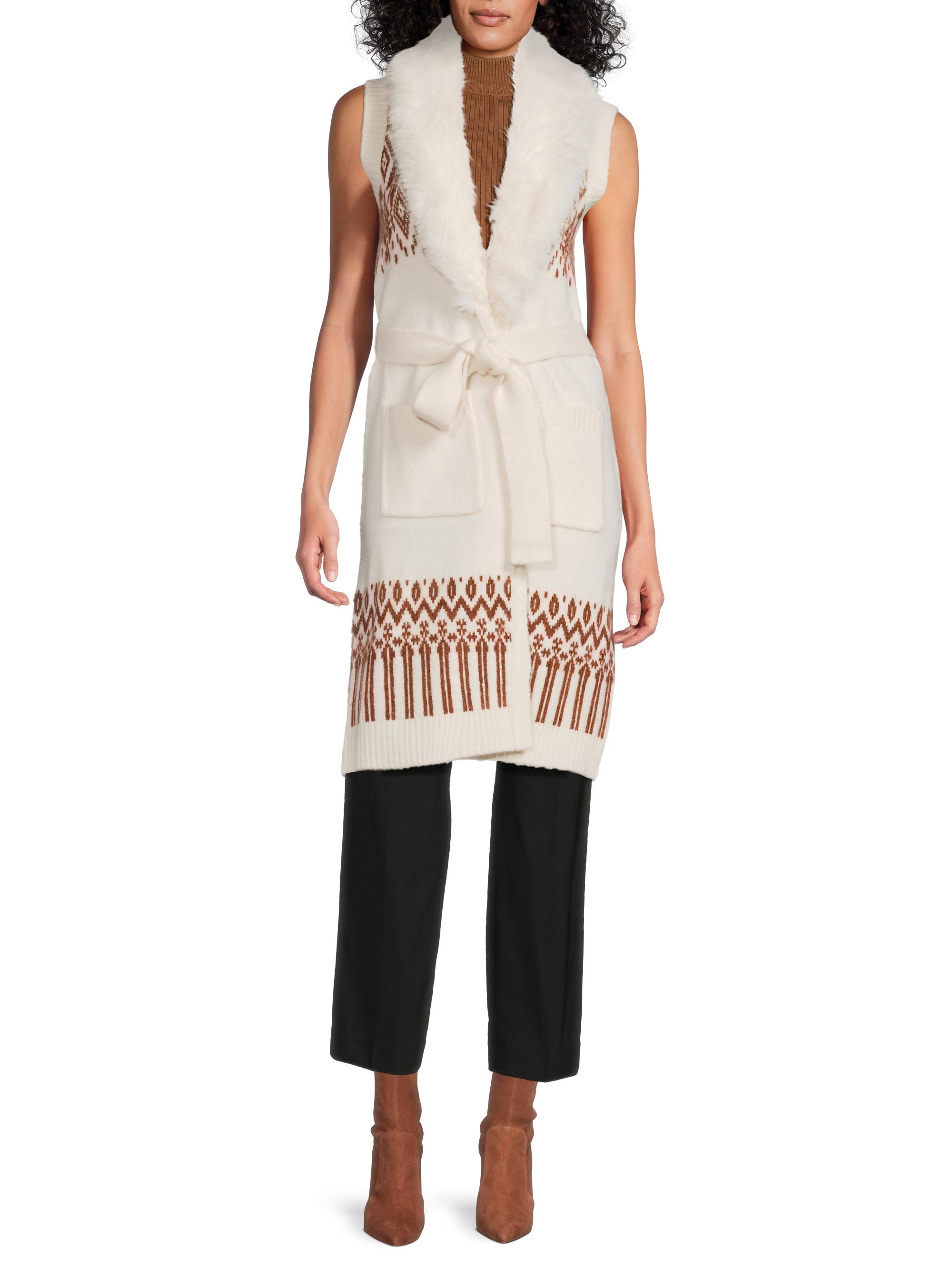 Click here for Saks Fifth Avenue Womens Faux-Fur-Trim Longline Ca... prices