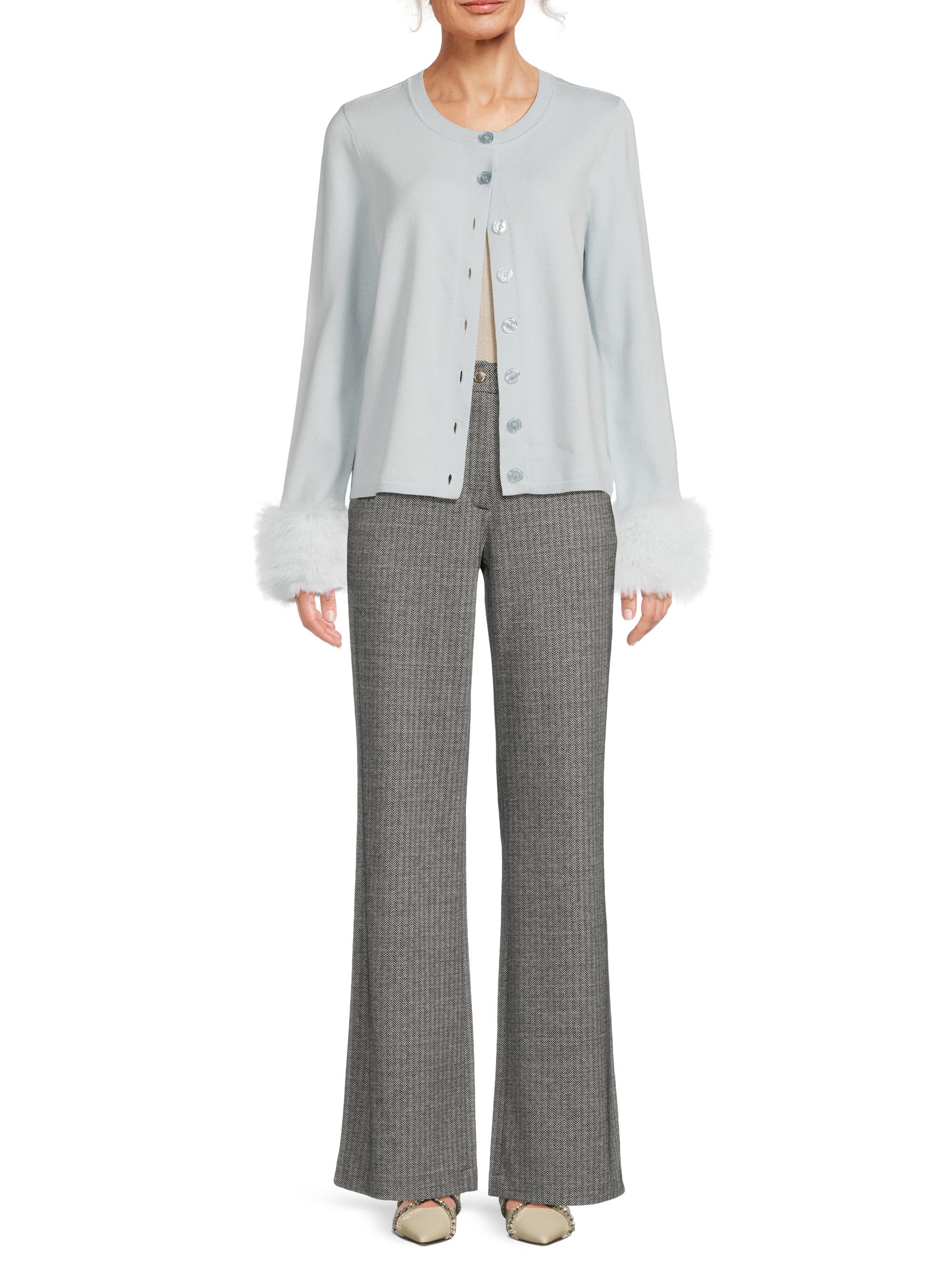 Click here for Saks Fifth Avenue Womens Rib-Knit Faux Fur Cardiga... prices