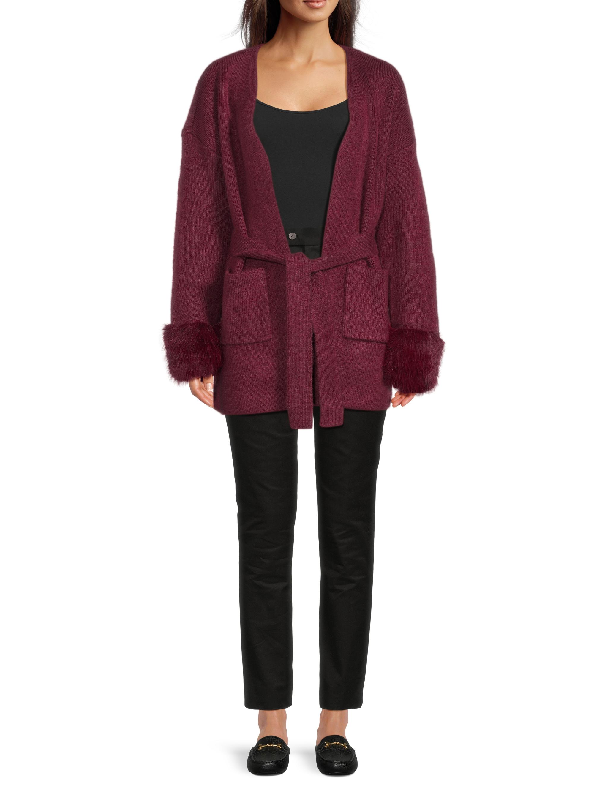 Click here for Saks Fifth Avenue Womens Faux-Fur-Trim Tie-Waist C... prices