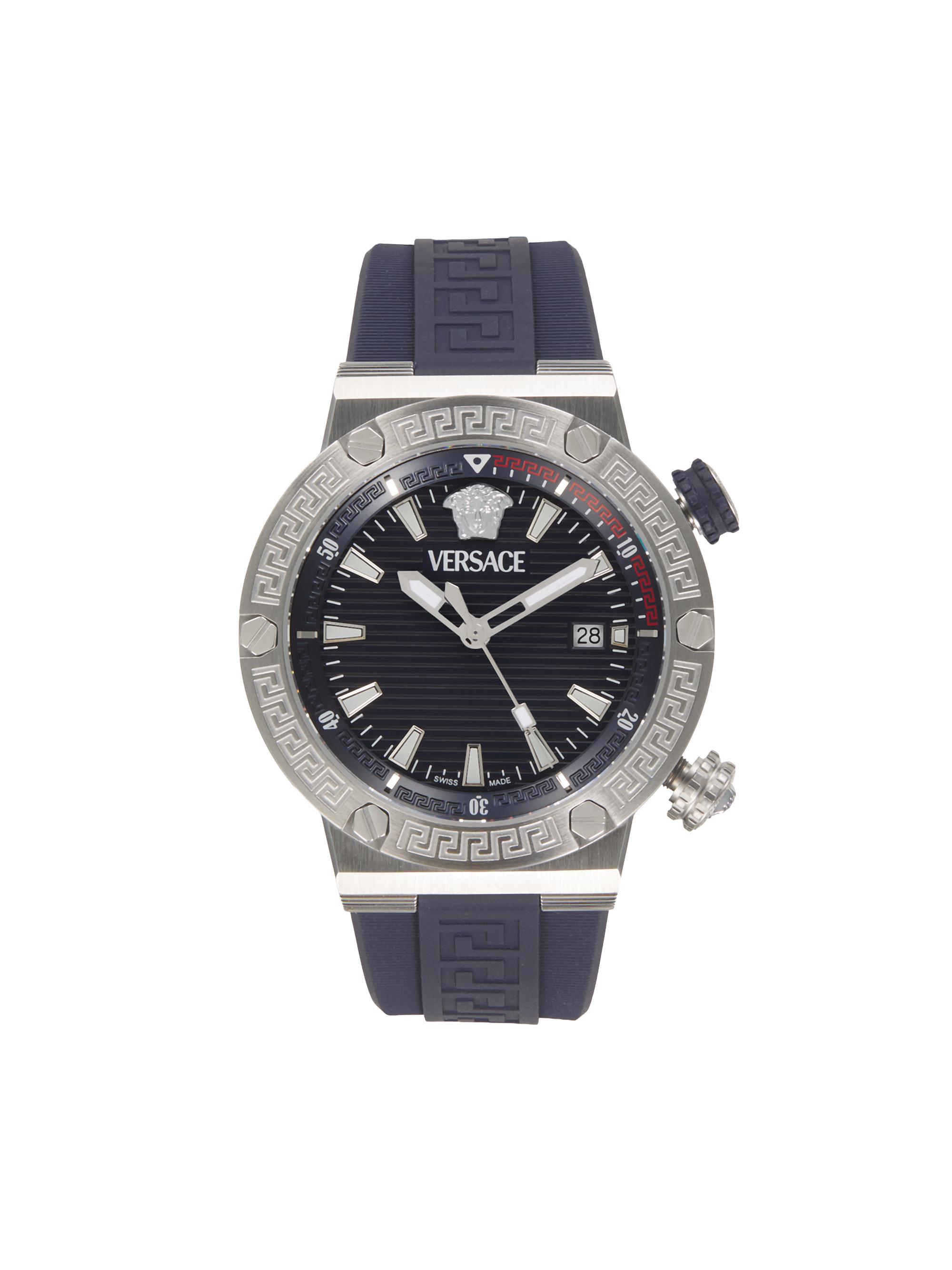 Click here for Versace Mens Greca Logo Stainless Steel & Blue Div... prices