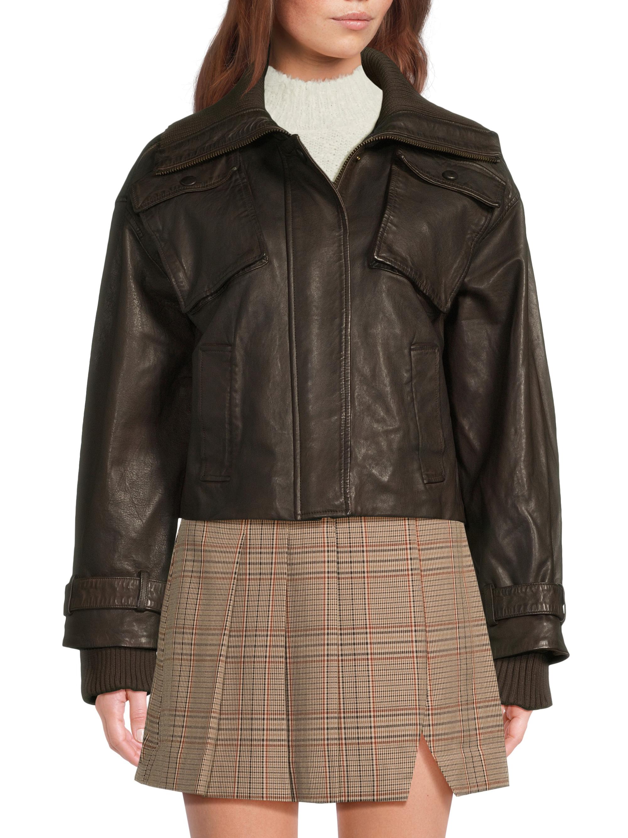 Click here for Walter Baker Womens Carmen Leather Jacket - Hickor... prices