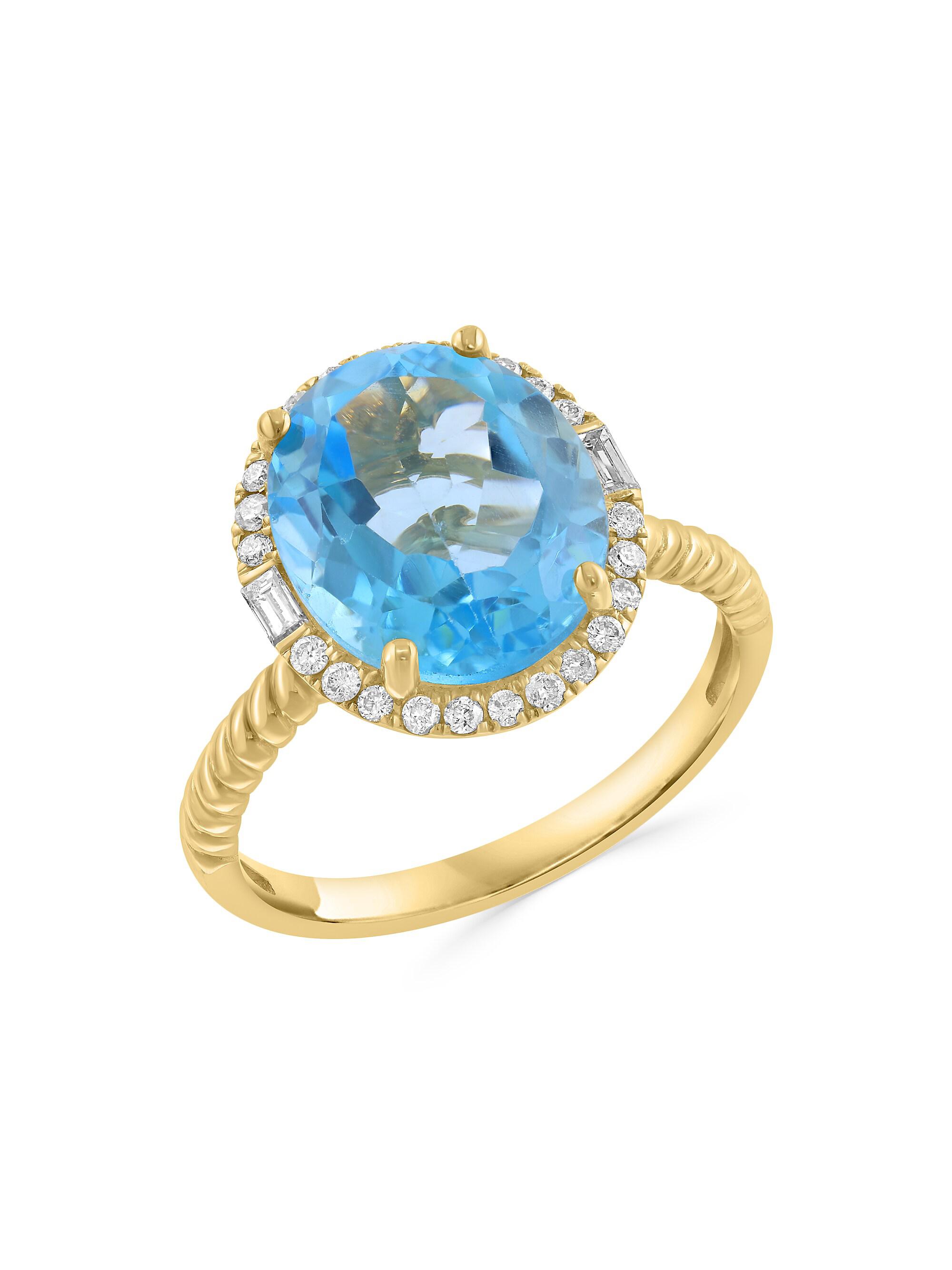 Click here for Effy Womens 14K Yellow Gold  Blue Topaz & 0.24 TCW... prices