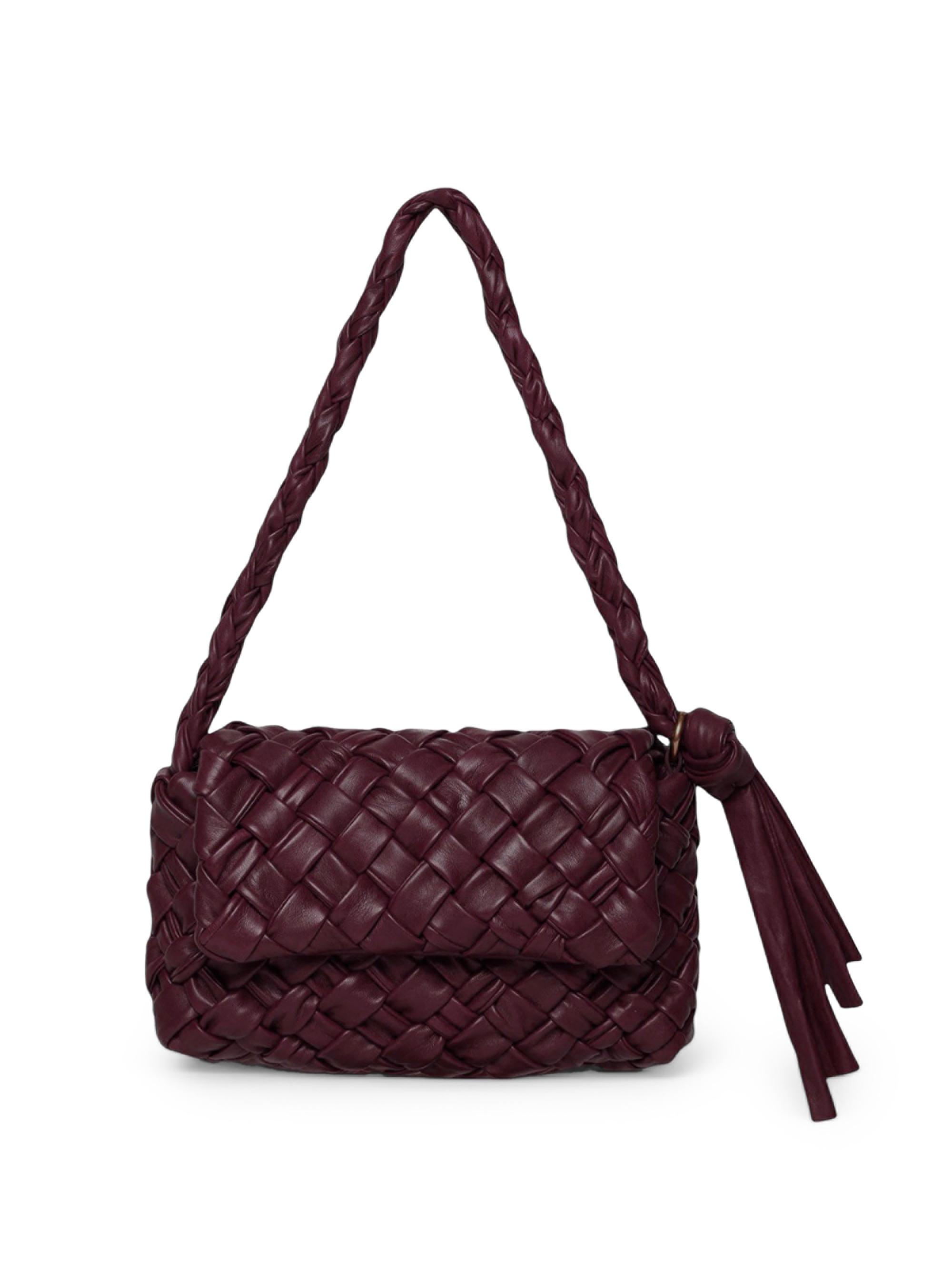 Click here for Walter Baker Womens Woven Leather Flap Shoulder Ba... prices