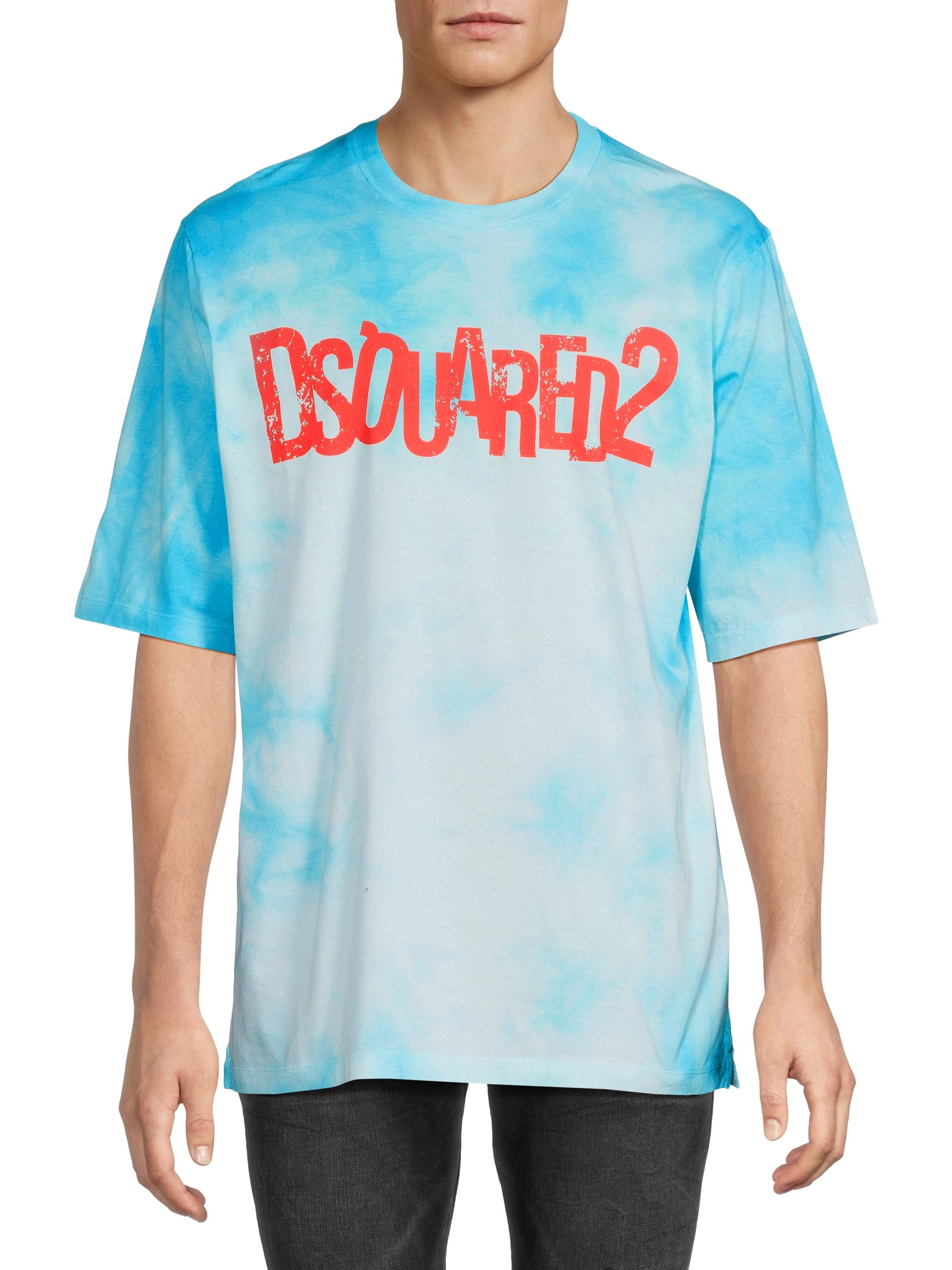 Click here for Dsquared2 Mens Logo Tie-Dye Cotton T-Shirt - Light... prices