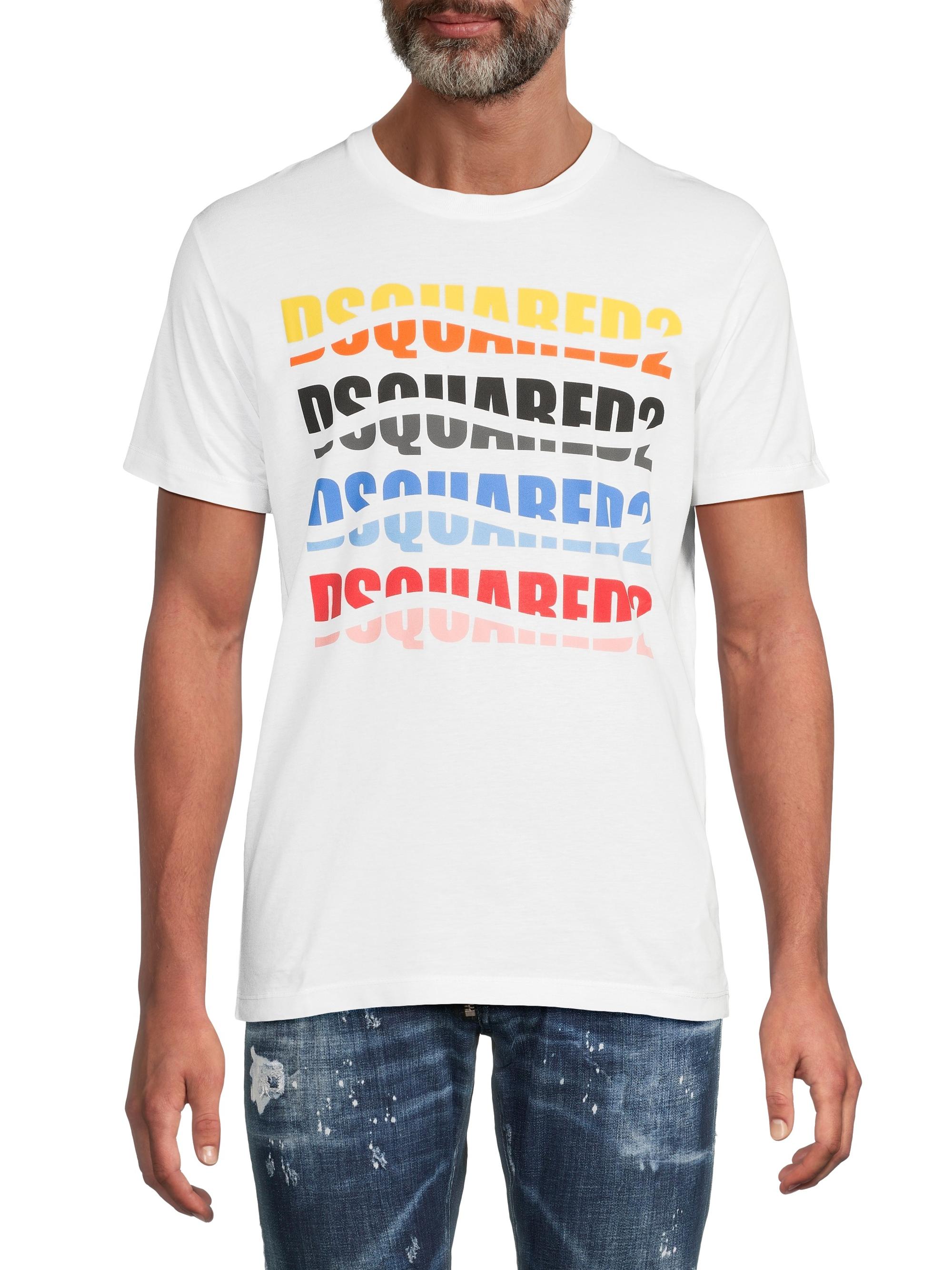 Click here for Dsquared2 Mens Repeat Logo Cotton T-Shirt - White... prices