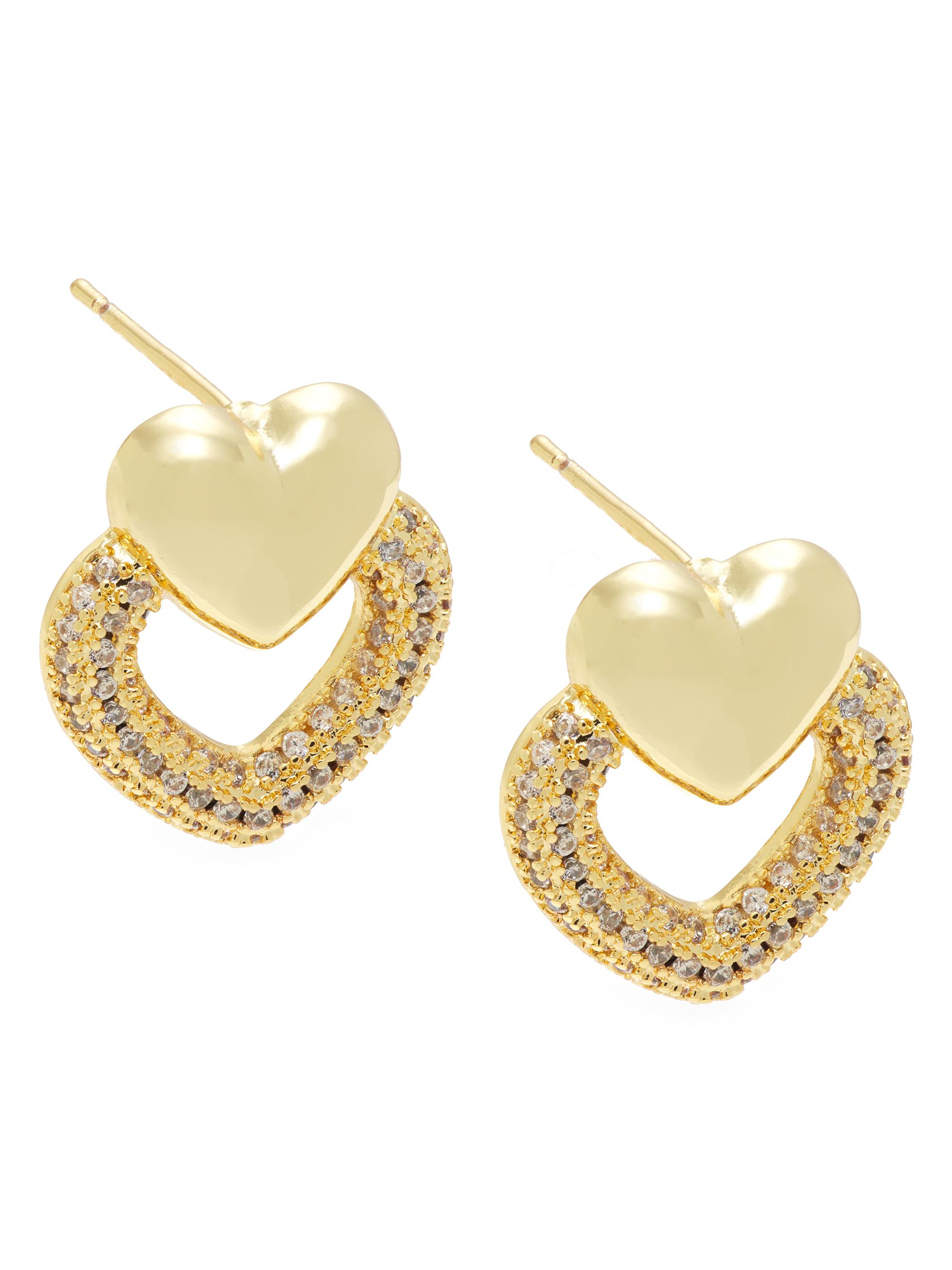 Click here for Area Stars Womens 14K Gold Dipped Double Heart Cry... prices