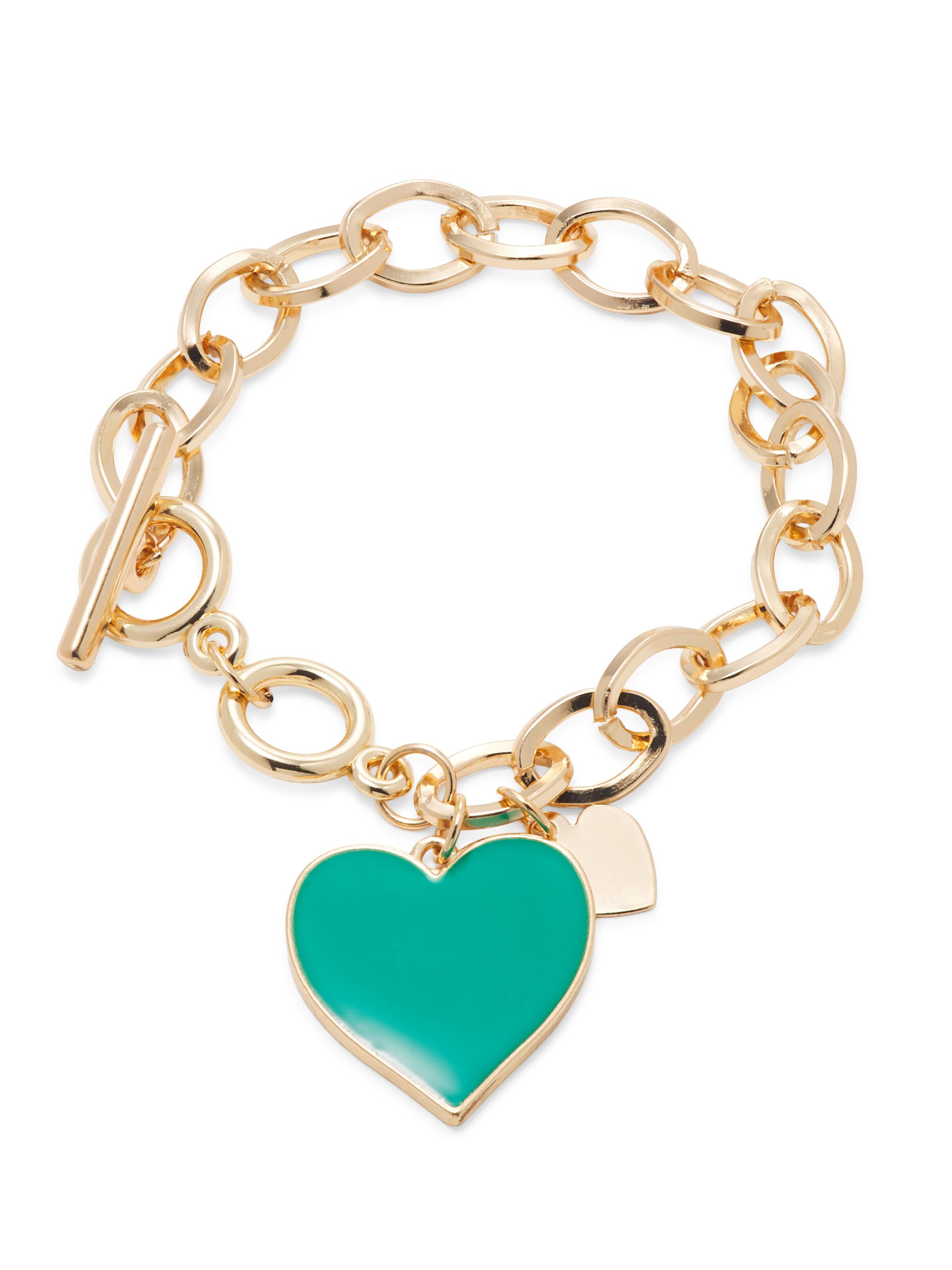 Click here for Area Stars Womens Goldtone Turquoise Heart Charm L... prices