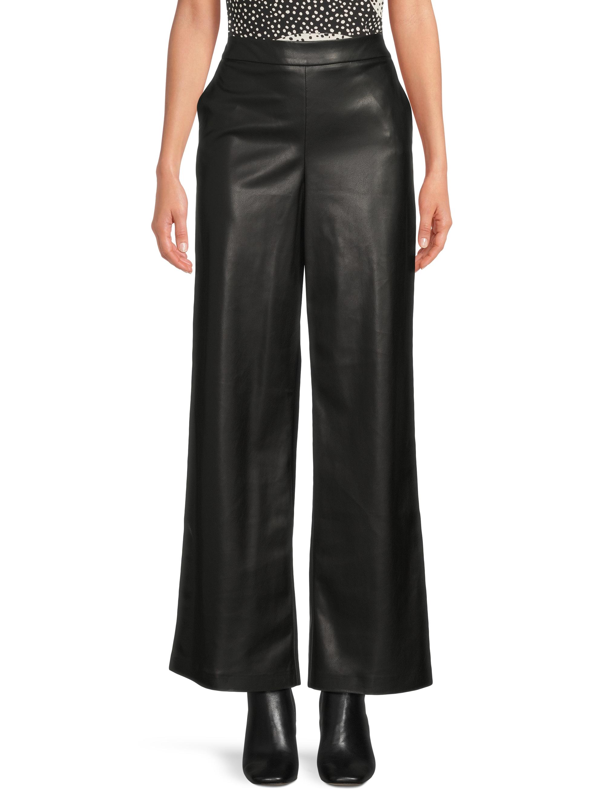 Click here for Halston Womens Faux Leather Wide-Leg Pants - Black... prices