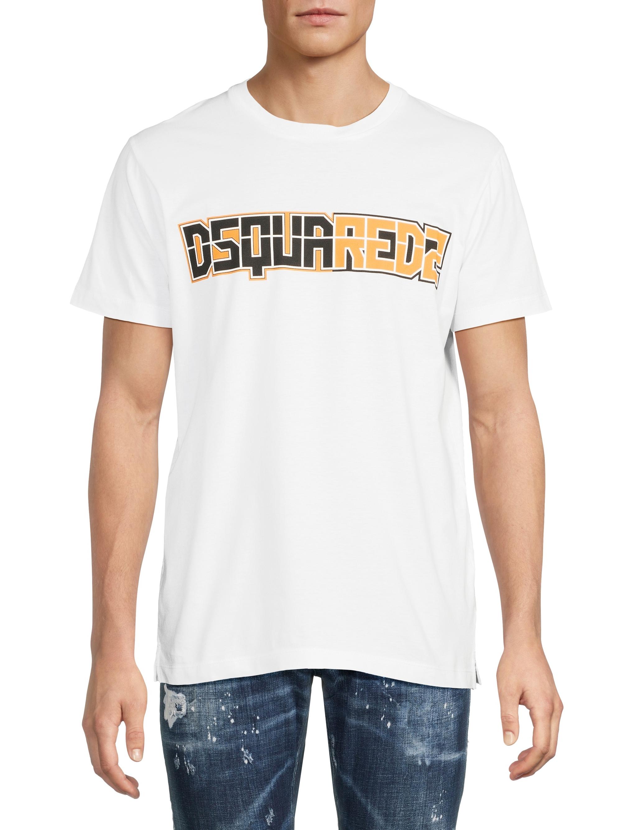 Click here for Dsquared2 Mens Logo Graphic Cotton T-Shirt - White... prices