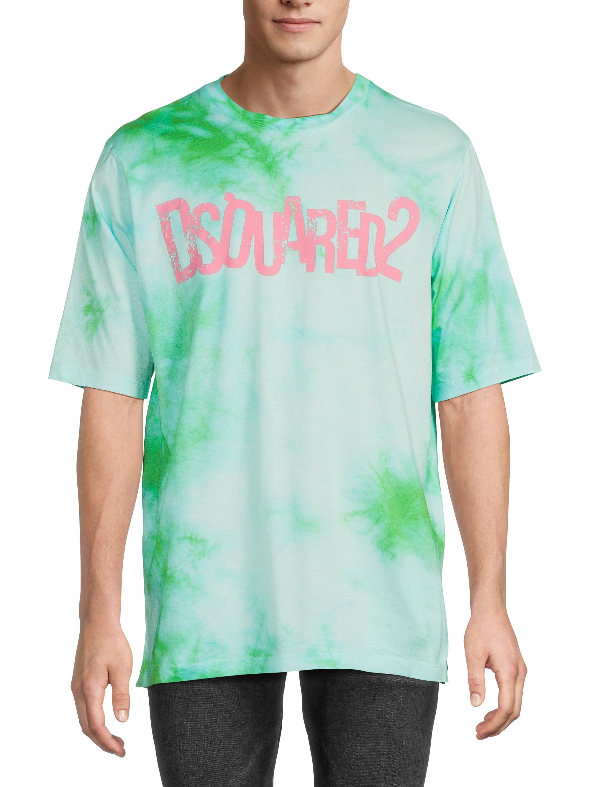 Click here for Dsquared2 Mens Logo Tie-Dye Cotton T-Shirt - Green... prices