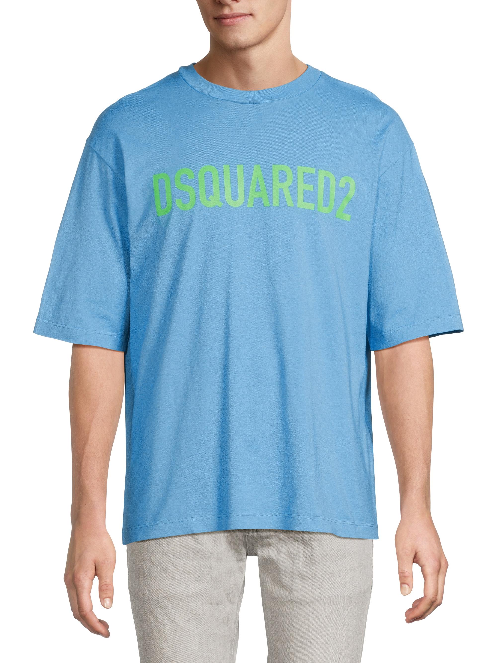 Click here for Dsquared2 Mens Logo Cotton T-Shirt - Light Blue -... prices