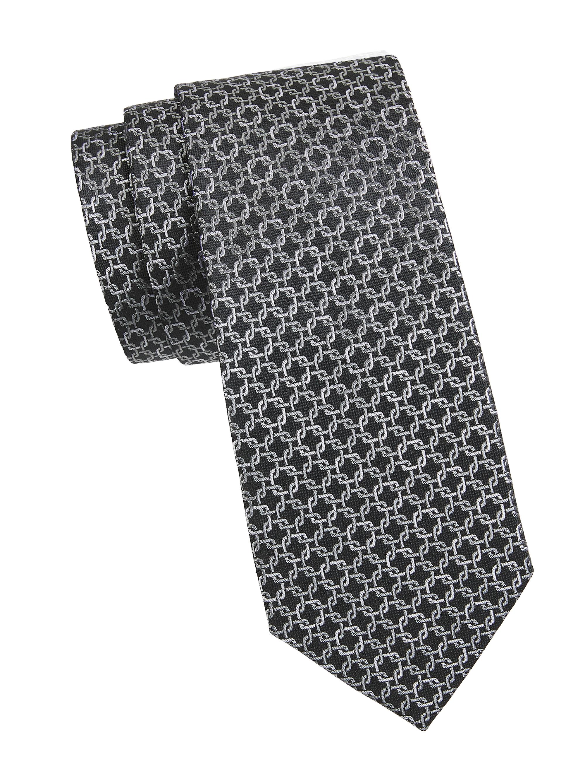 Click here for Saks Fifth Avenue Mens Link Silk Tie - Black White prices