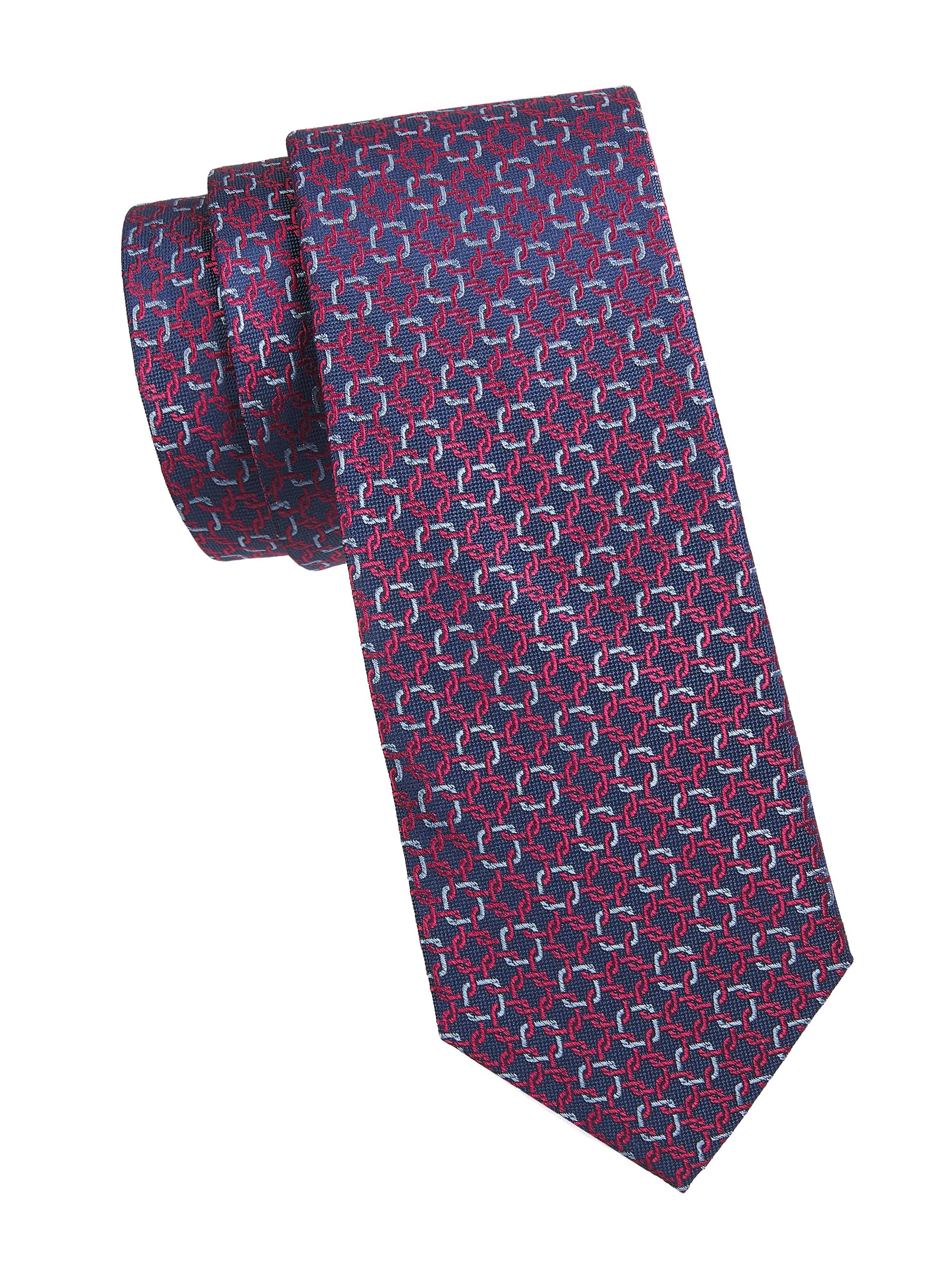 Click here for Saks Fifth Avenue Mens Link Silk Tie - Navy Red prices