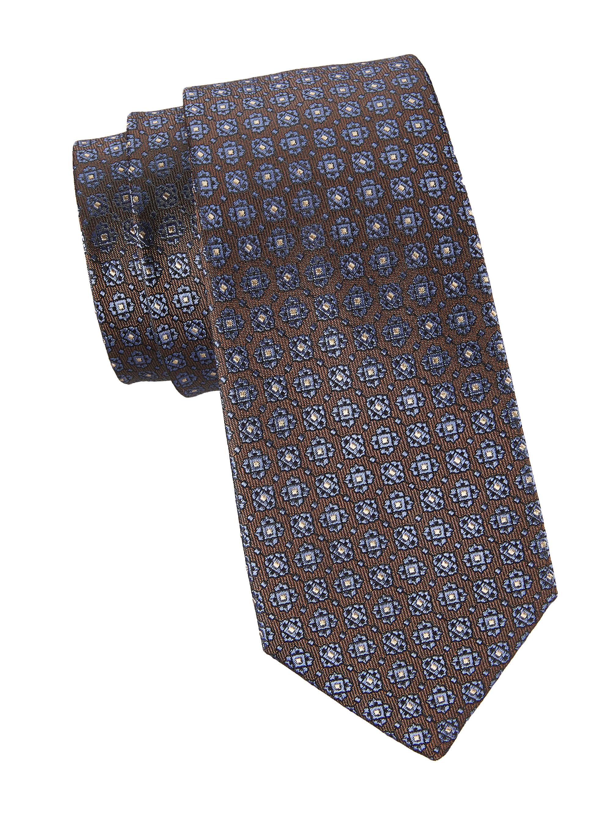 Click here for Canali Mens Medallion Silk Tie - Brown prices