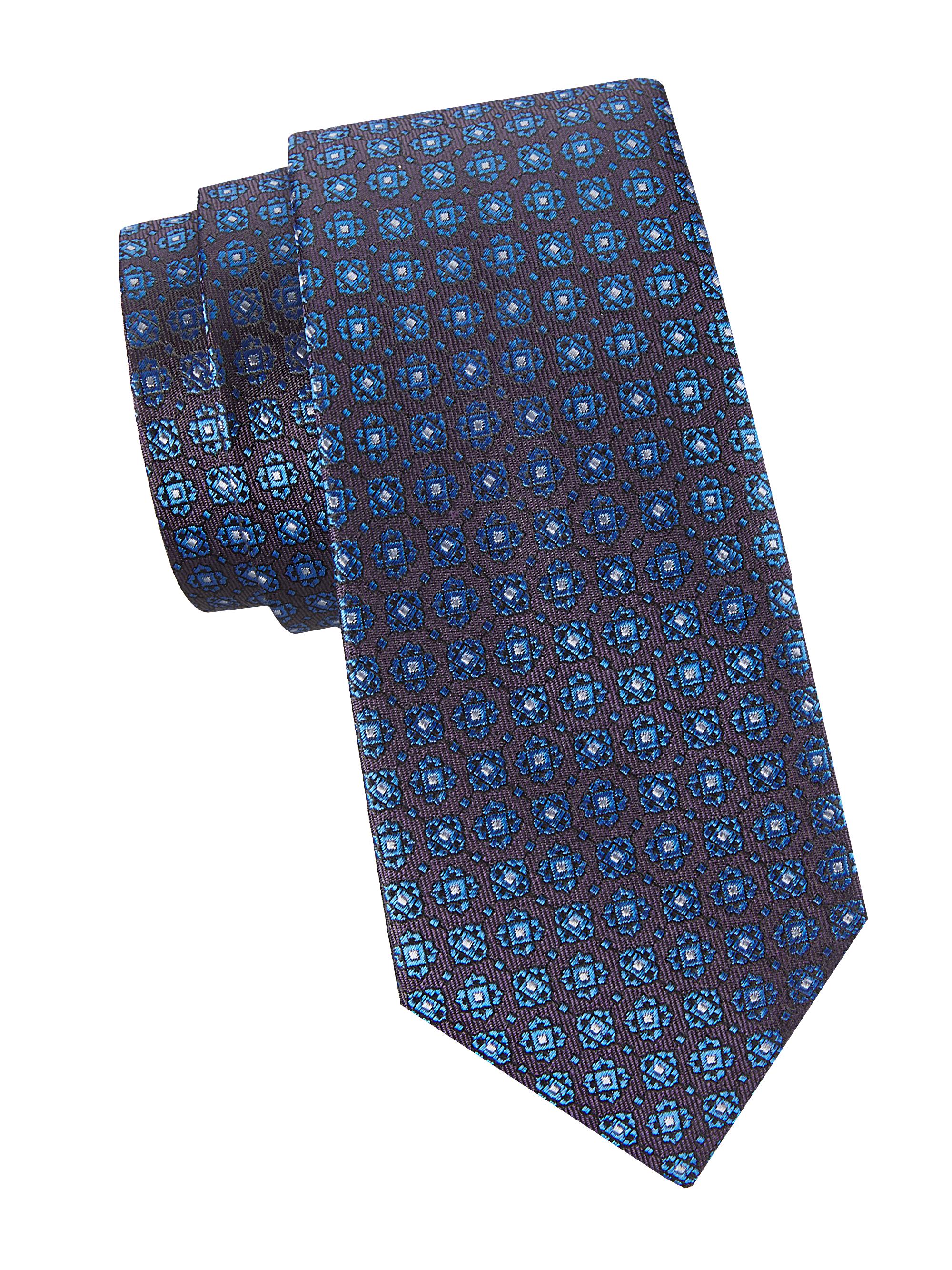Click here for Canali Mens Medallion Silk Tie - Blue prices