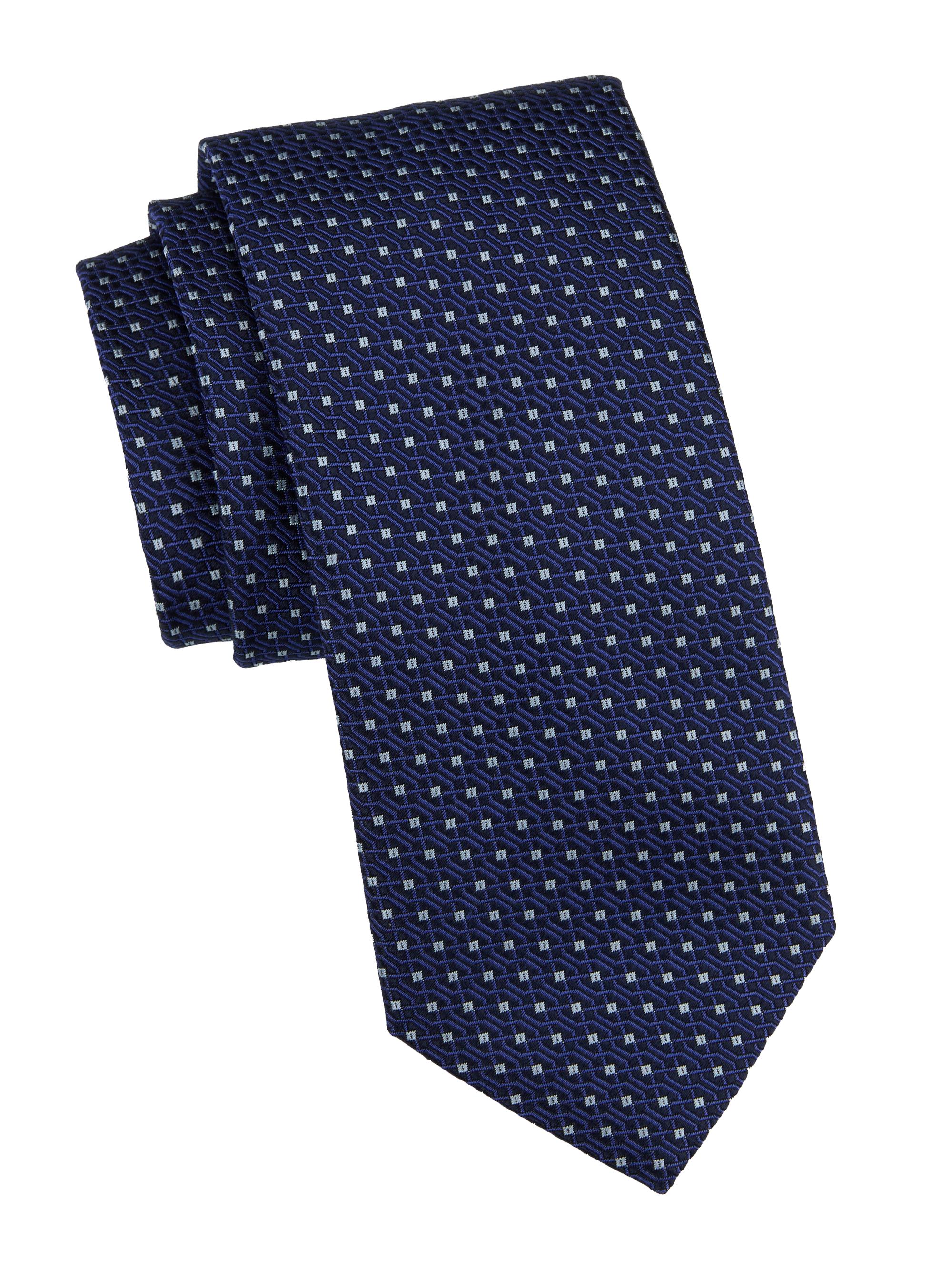 Click here for Canali Mens Geometric Silk Tie - Blue prices