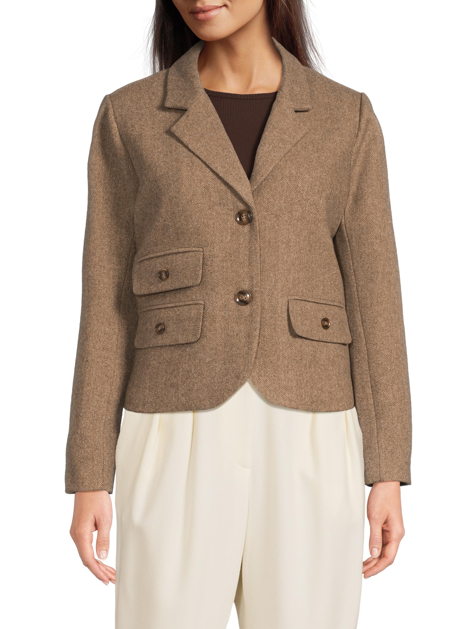 Click here for Wdny Womens Wool-Blend Button-Front Blazer - Taupe... prices