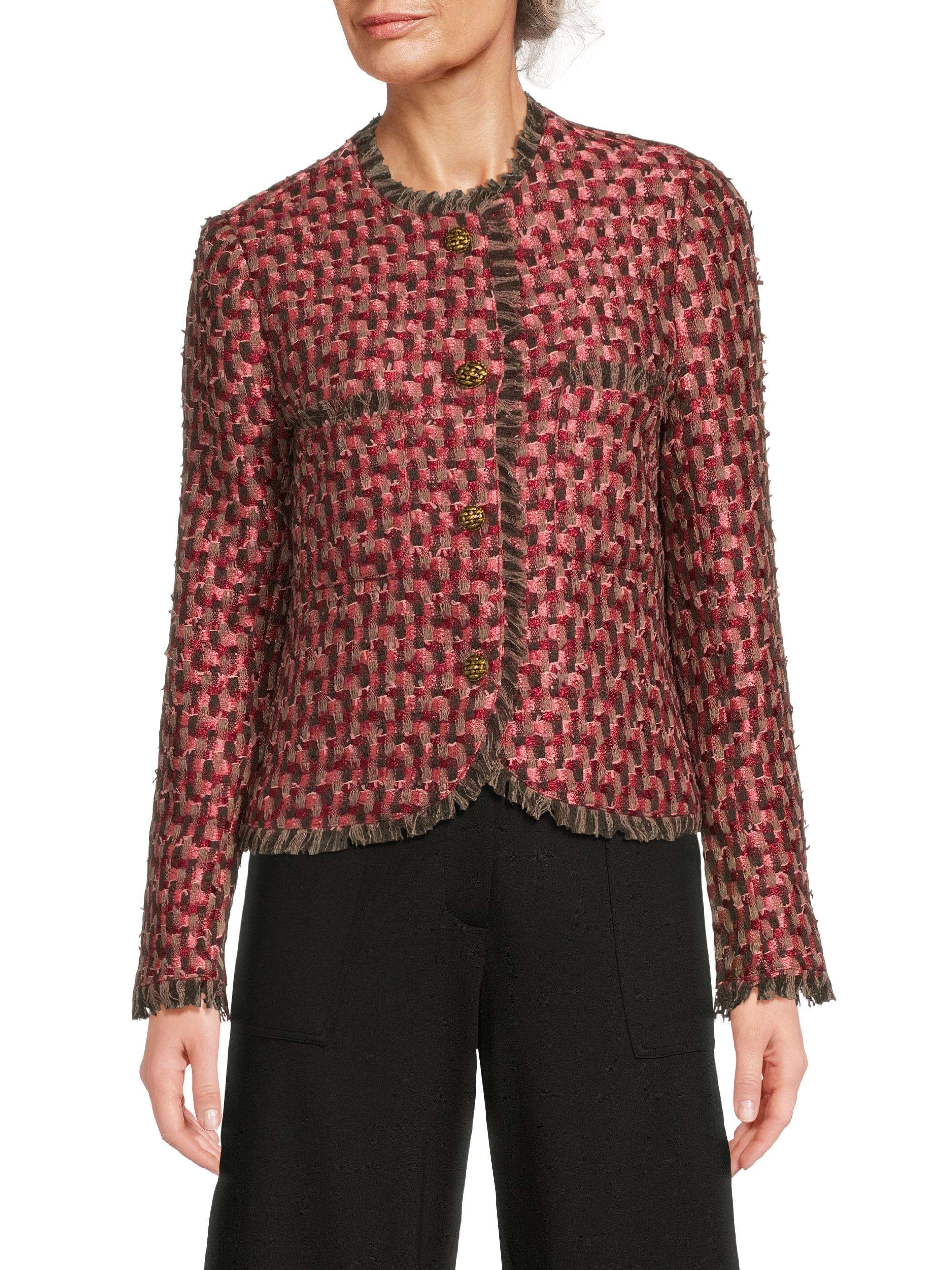 Click here for Wdny Womens Textured Button-Front Tweed Jacket - S... prices