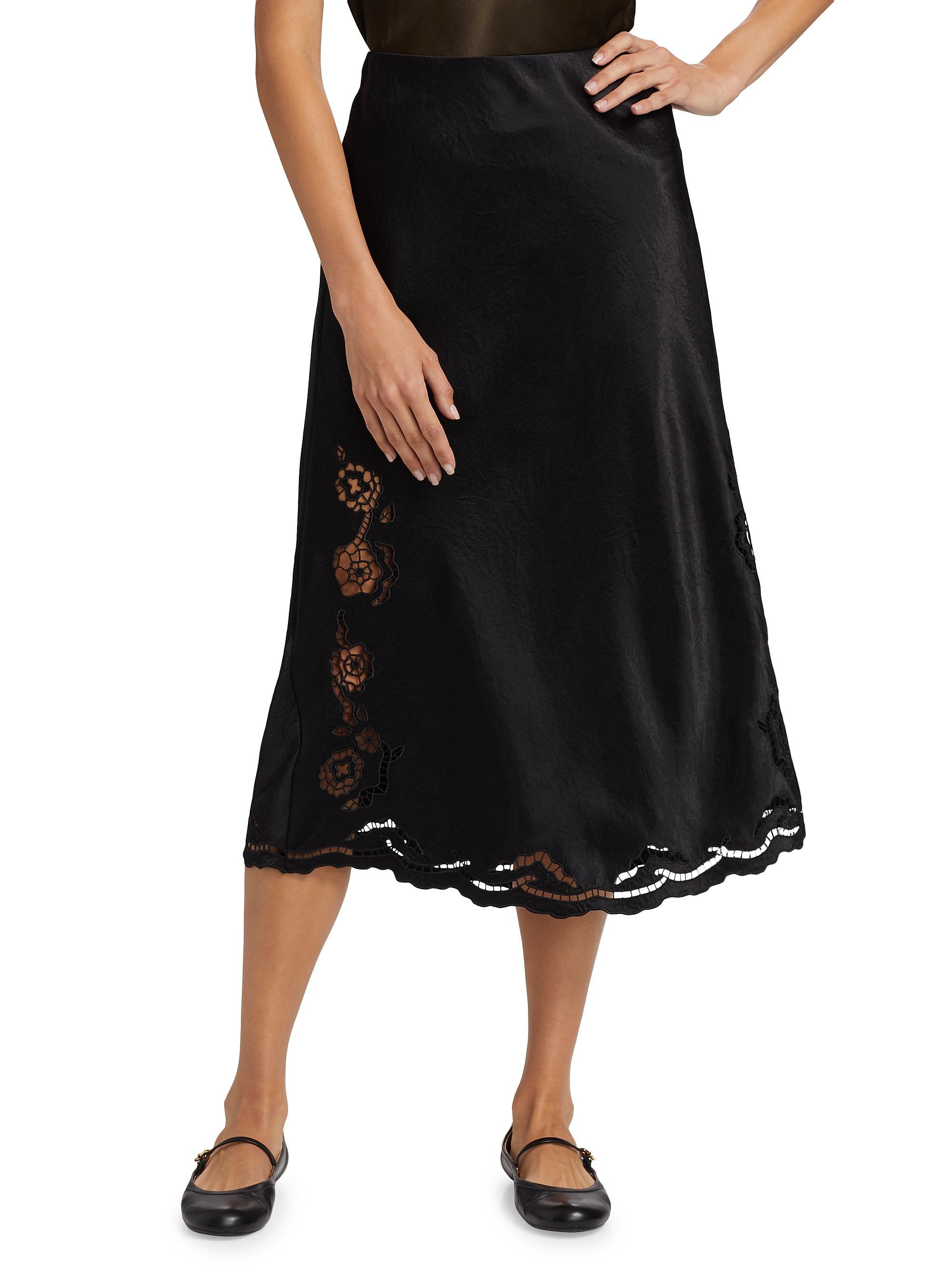 Click here for Rails Womens Anya Lace-Trim Midi Slip Skirt - Blac... prices