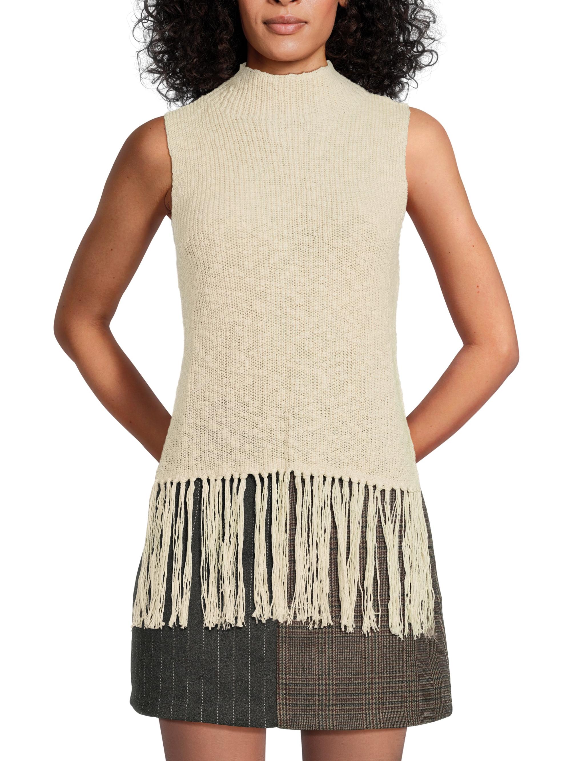 Click here for Rails Womens Fringe Cotton-Blend Sweater Tank - Ec... prices