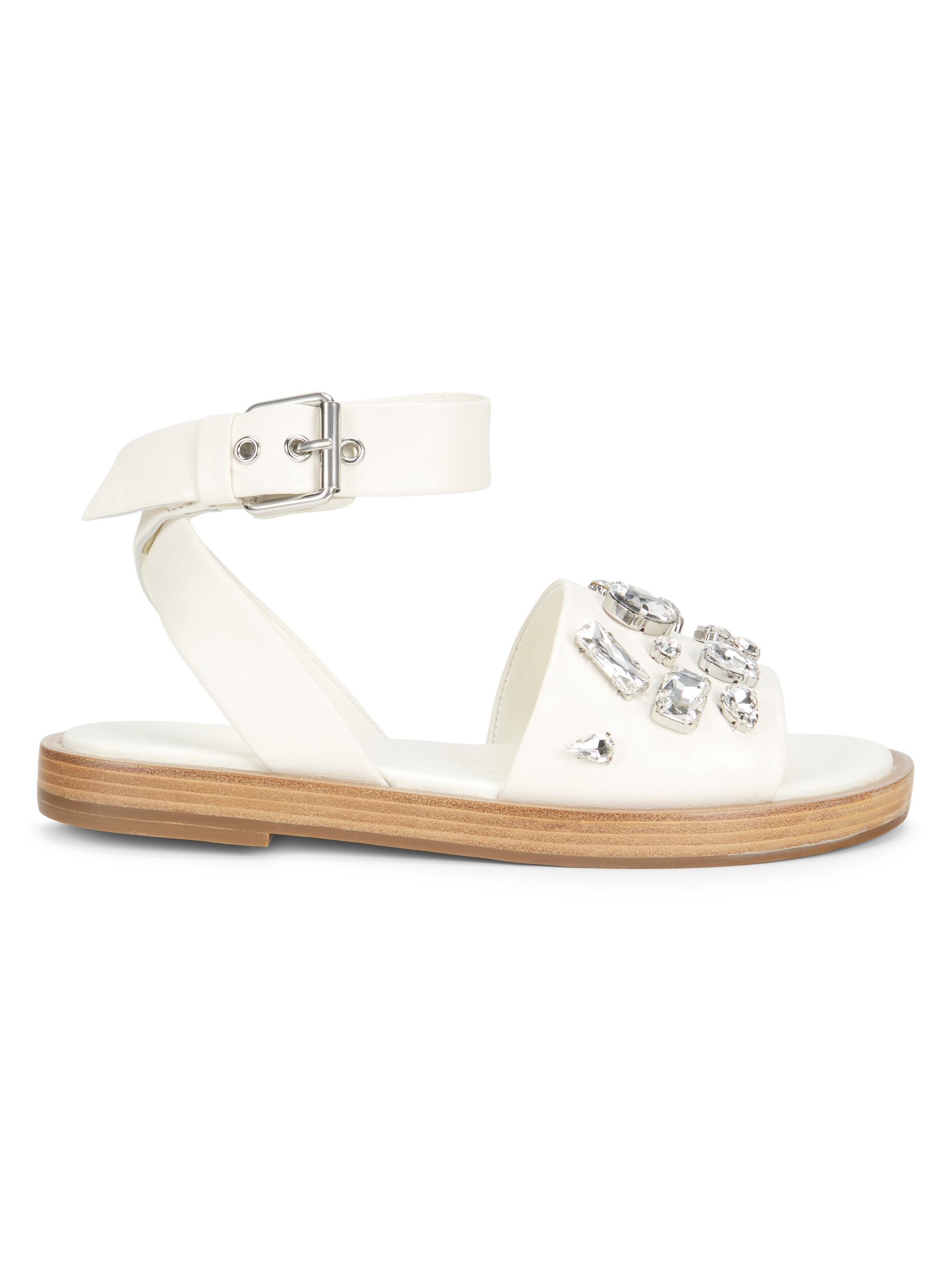 Click here for 3.1 Phillip Lim Womens Rhinestone Leather Flat San... prices