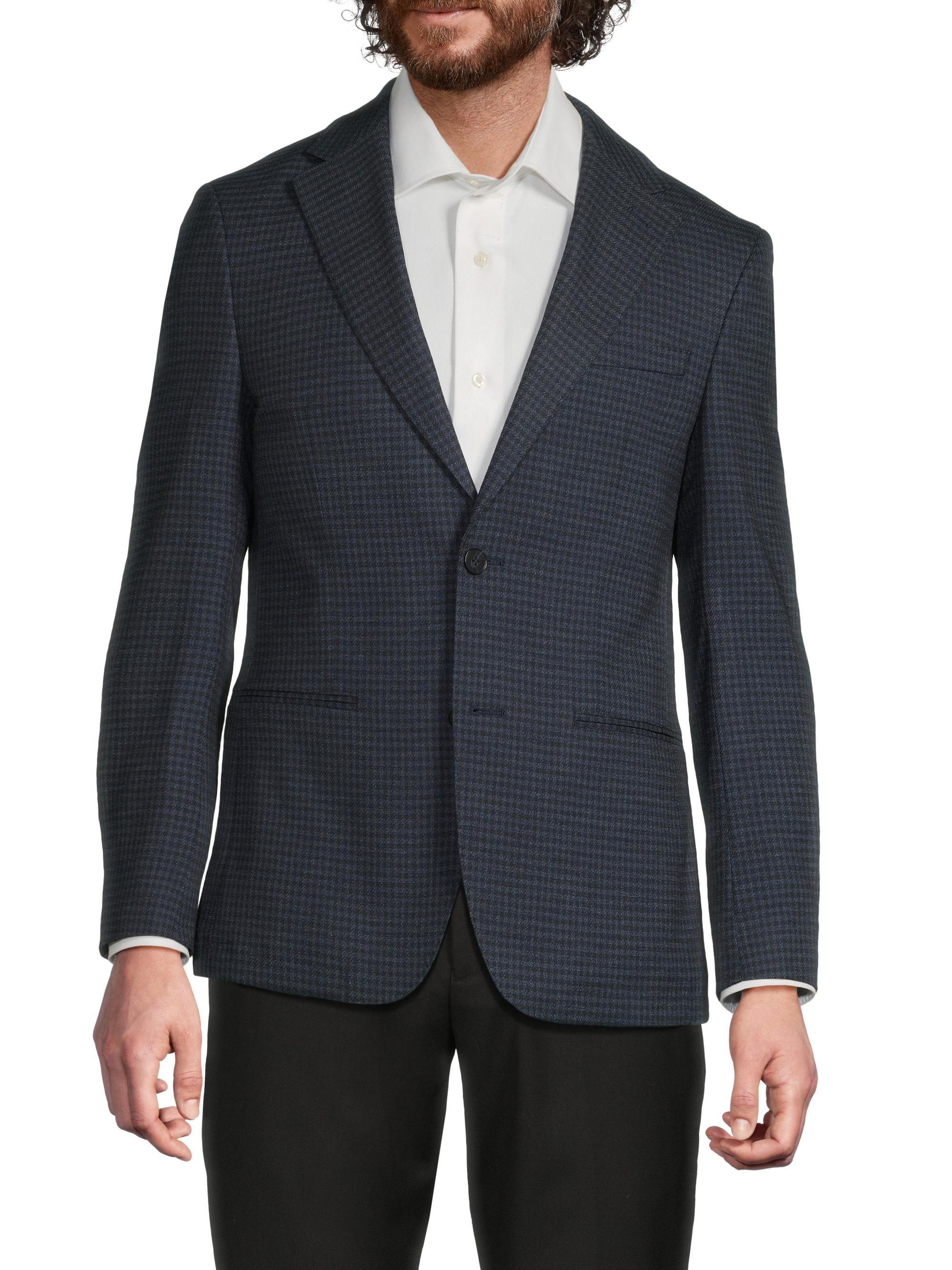 Click here for Calvin Klein Mens Houndstooth Slim-Fit Blazer - Bl... prices