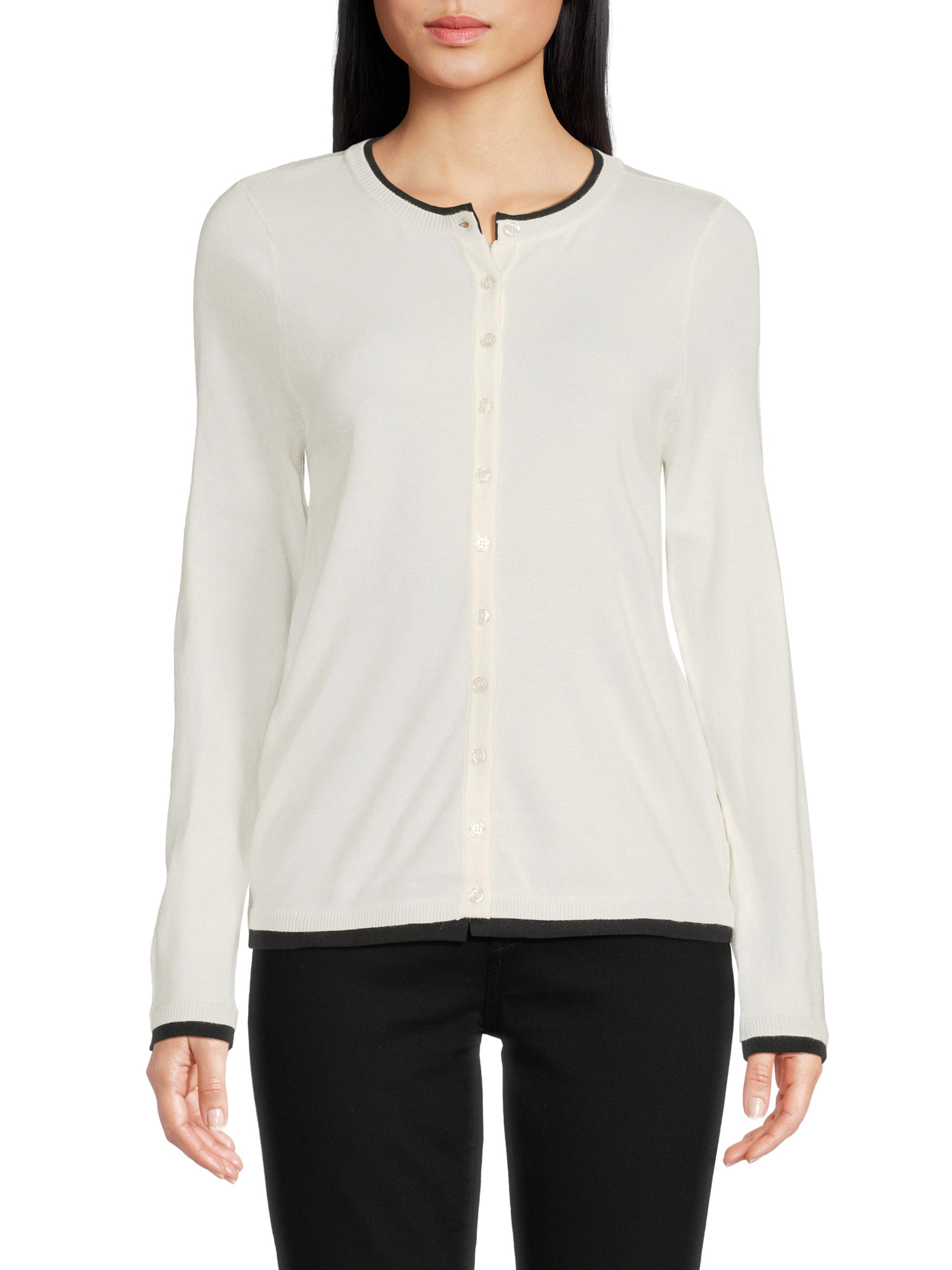 Click here for Saks Fifth Avenue Womens Contrast Trim Cardigan -... prices