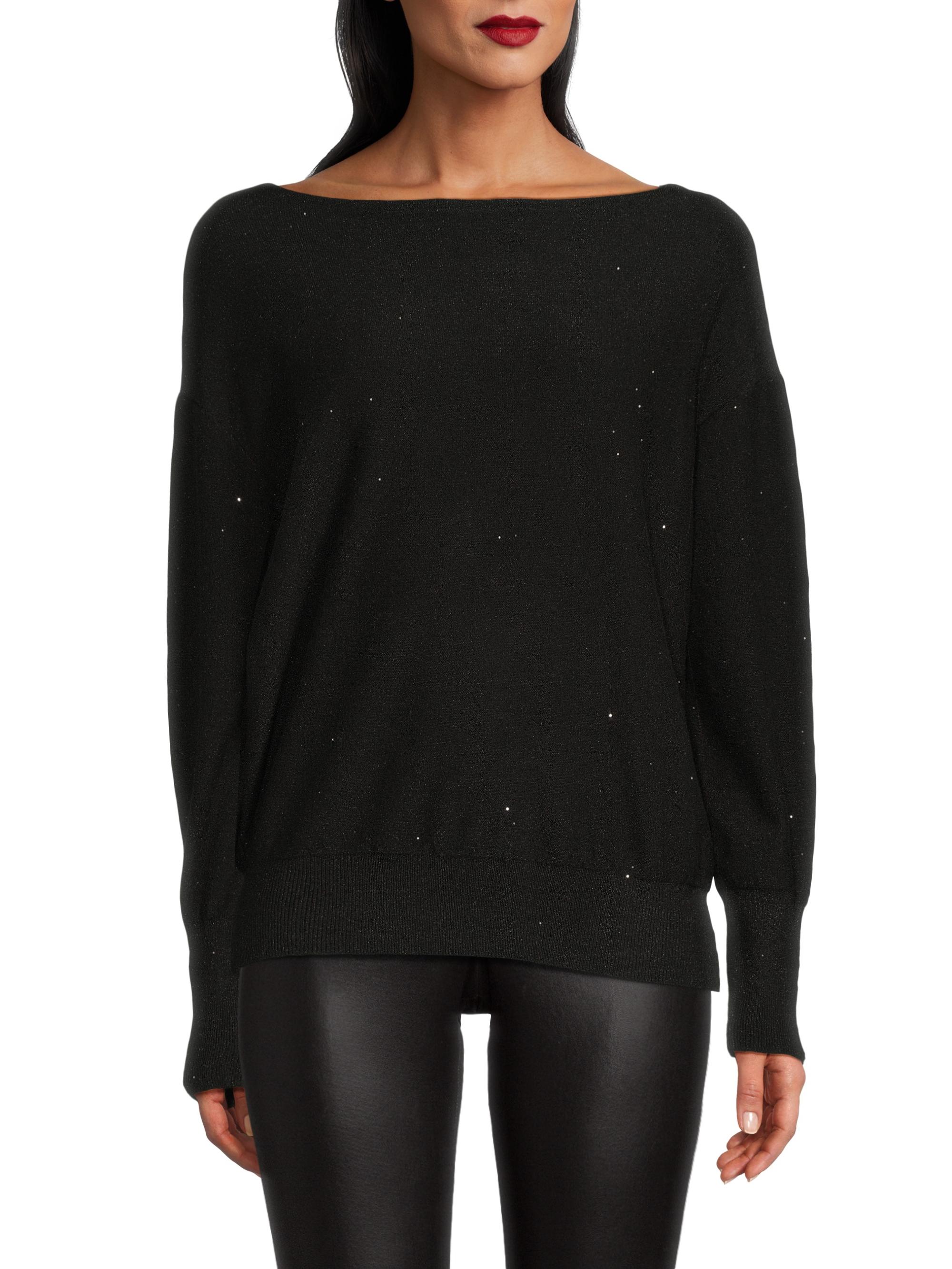 Click here for Saks Fifth Avenue Womens Sparkle Sweater - Black -... prices