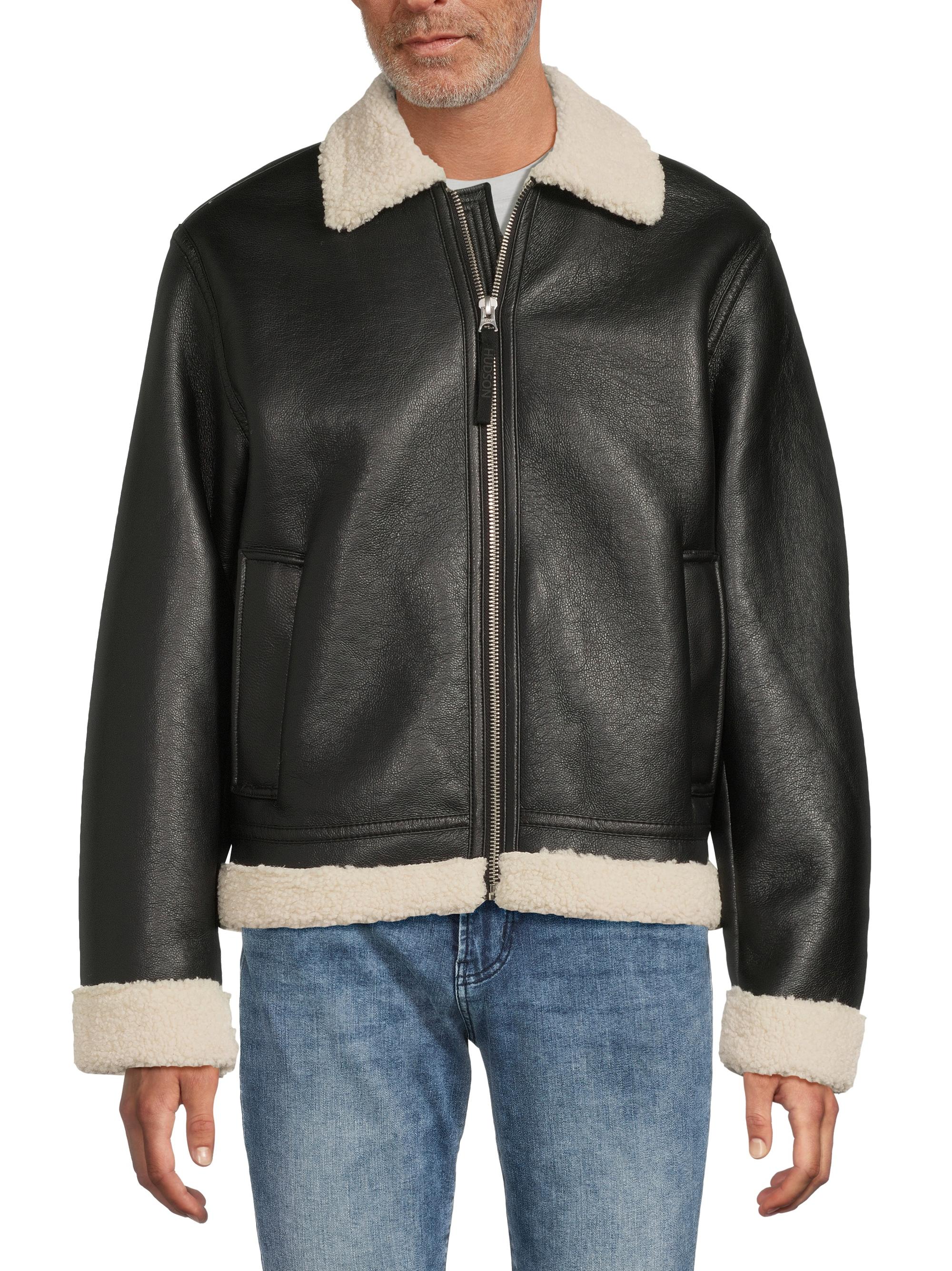 Click here for Hudson Jeans Mens Faux Shearling-Collar Bomber Jac... prices
