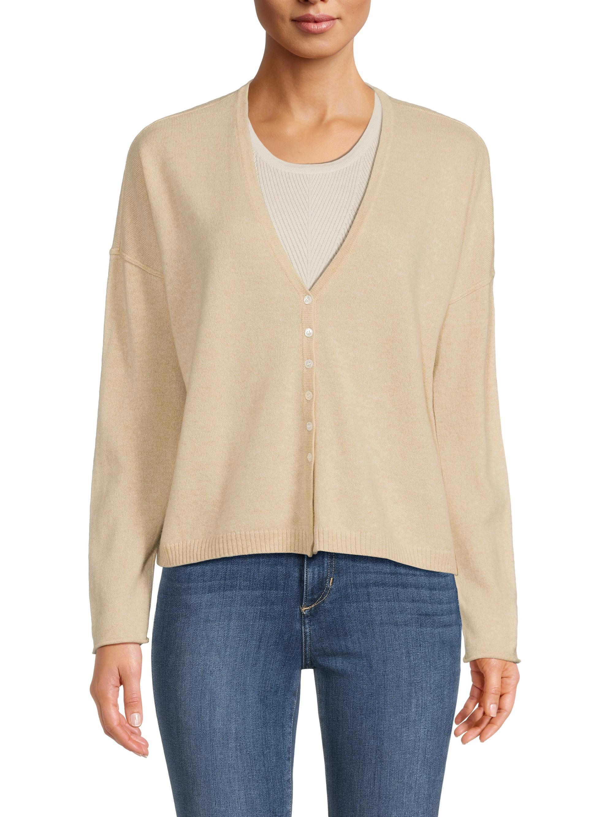 Click here for Design 365 Womens V-Neck Cashmere Cardigan - Beige... prices