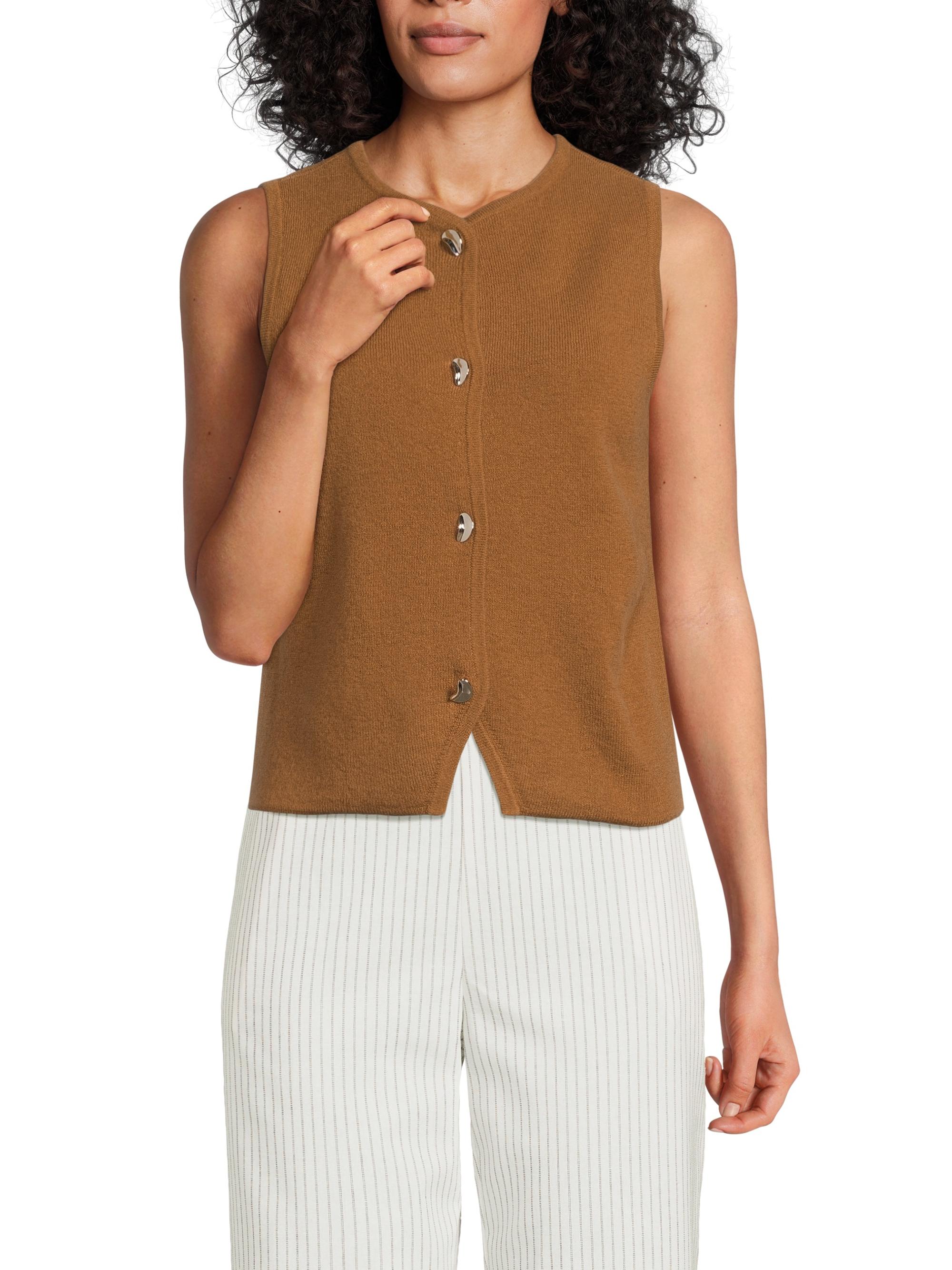 Design 365 Womens Solid Cashmere Vest - Butterscotch - Size M