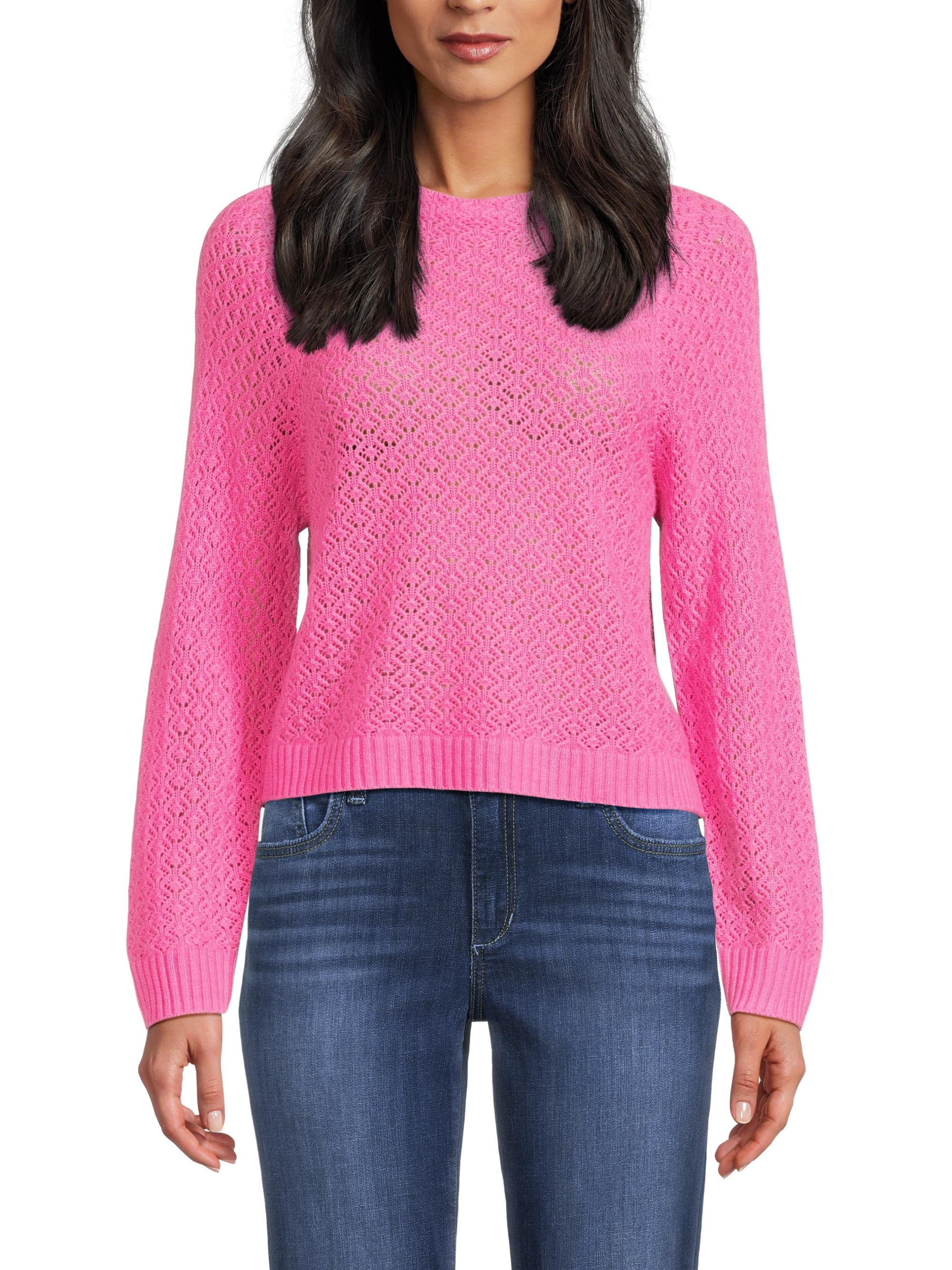 Click here for Design 365 Womens Pointelle Cashmere Sweater - Cha... prices
