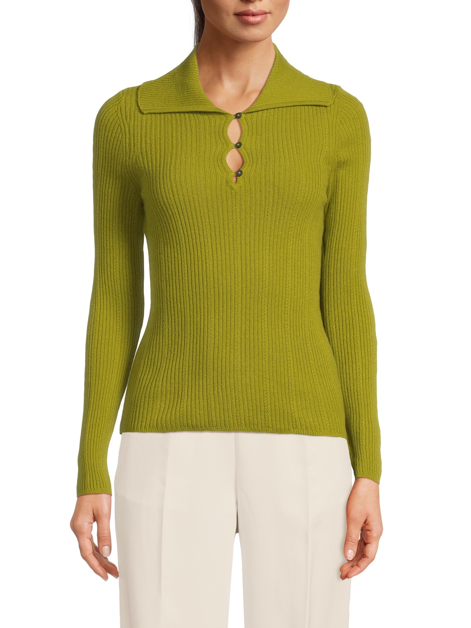 Click here for Design 365 Womens Ribbed Cashmere Polo Sweater - W... prices