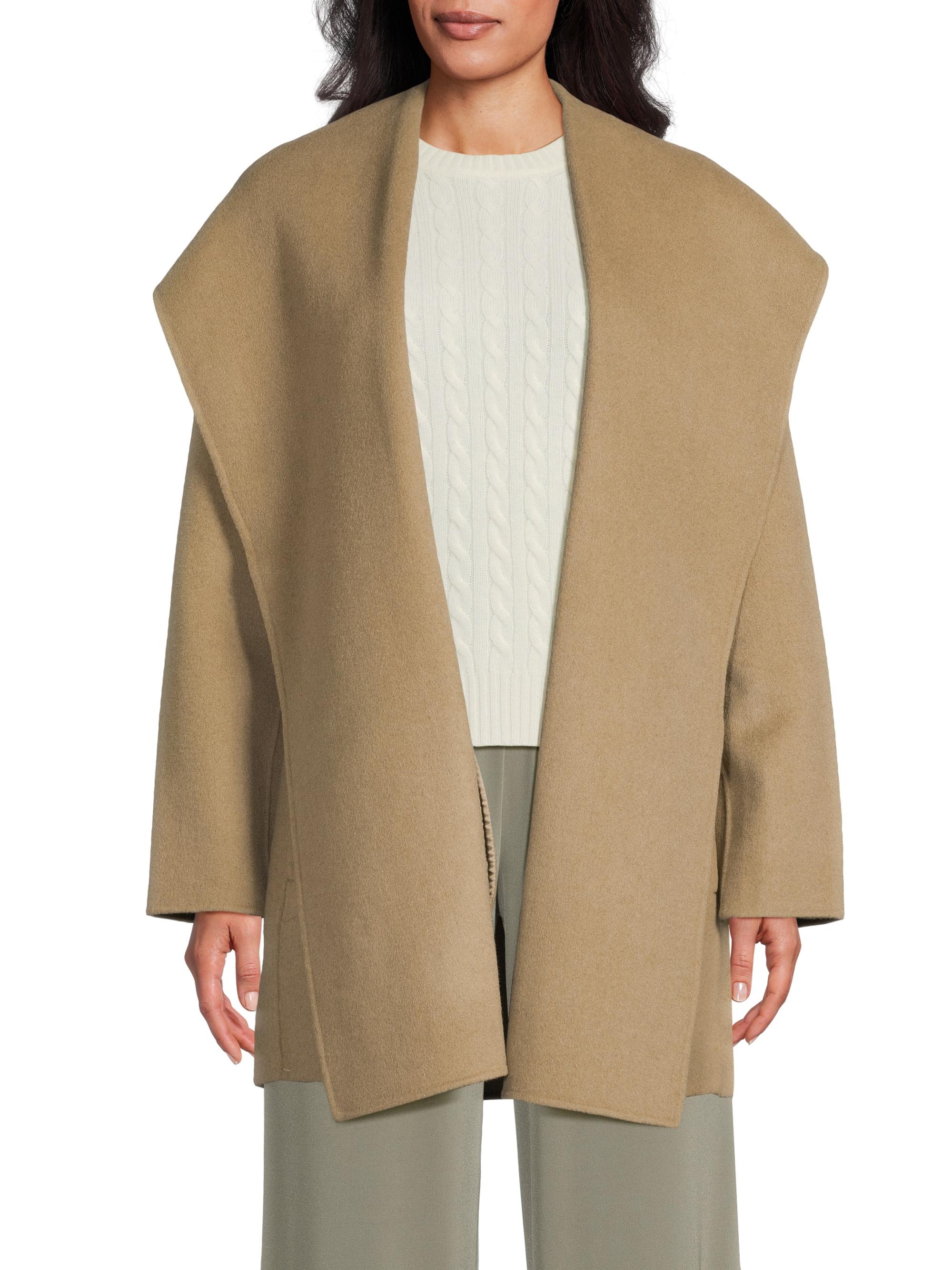 Click here for Vince Womens Hooded Wool-Blend Coat - Moon Moss -... prices