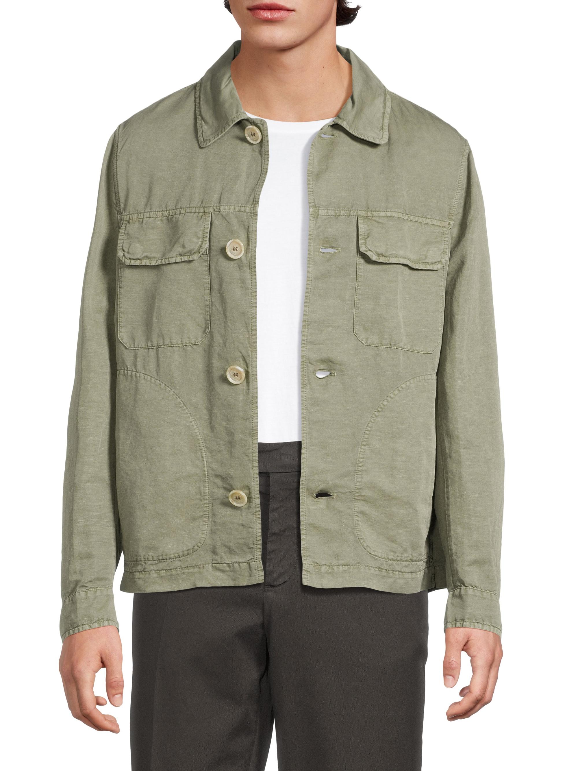 Click here for Brunello Cucinelli Mens Linen-Cotton Trucker Jacke... prices