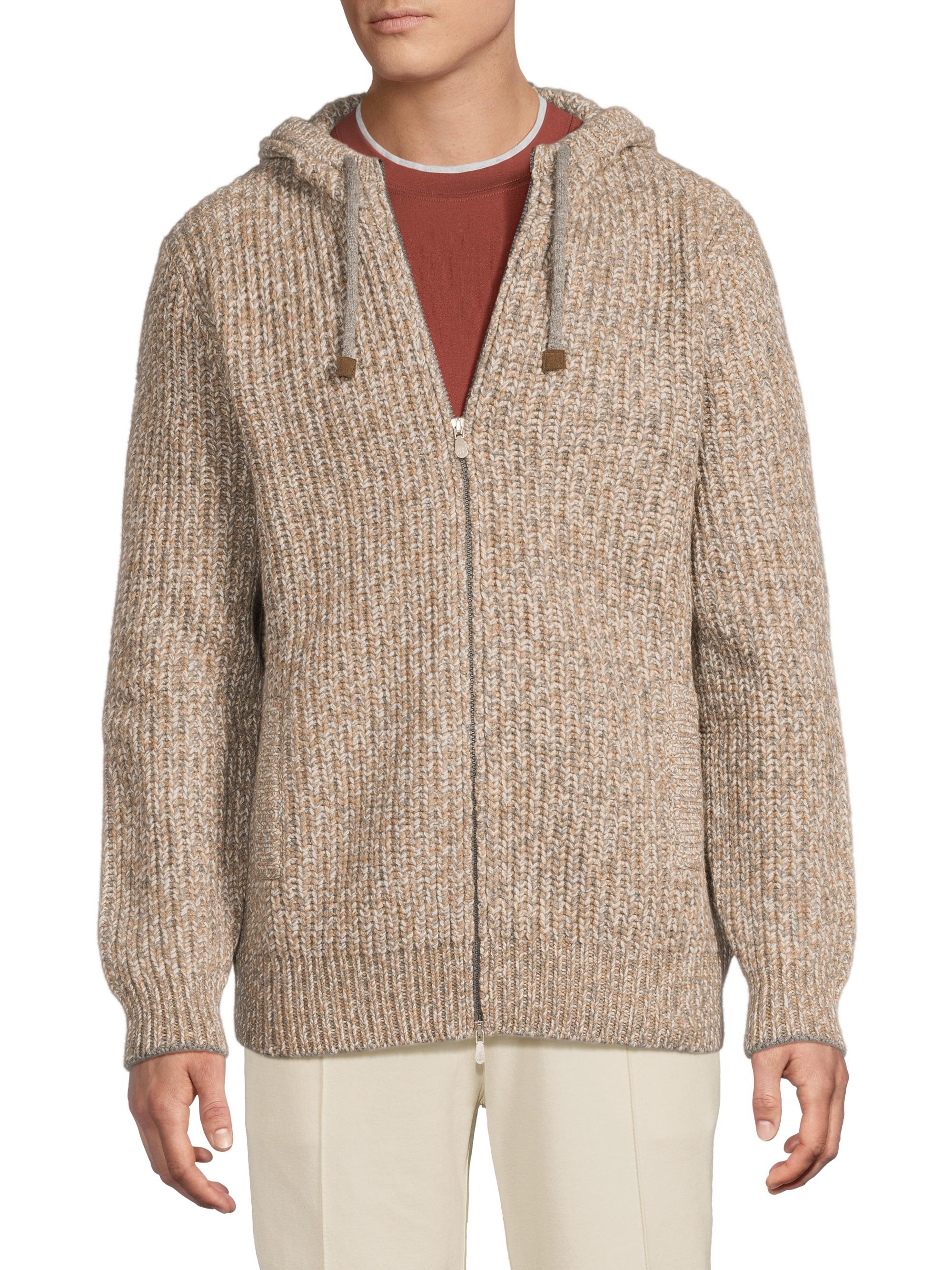 Click here for Brunello Cucinelli Mens Wool-Cashmere-Silk Zip Hoo... prices