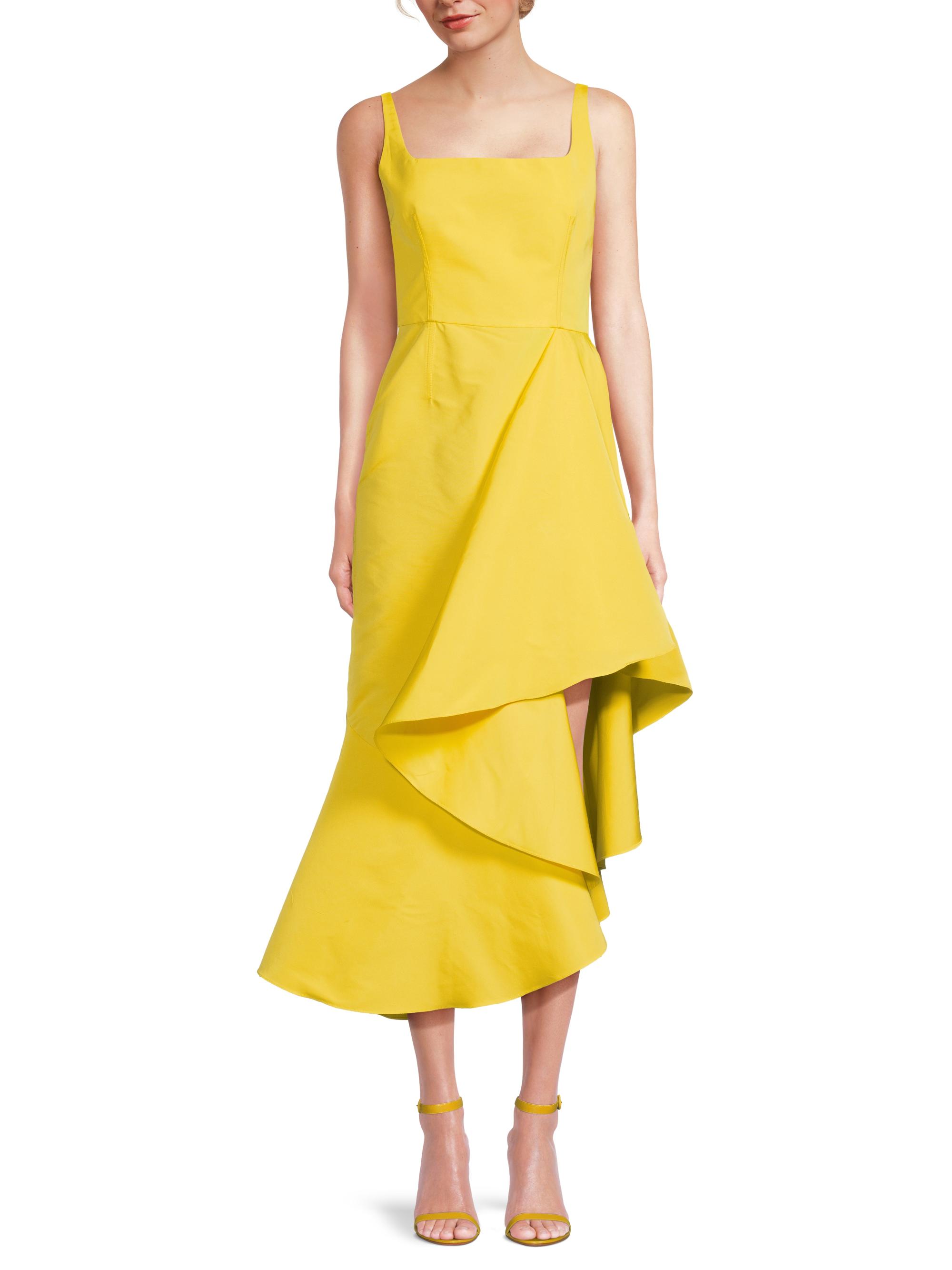 Click here for Mcqueen Womens Draped Asymmetric Midi-Dress - Brig... prices