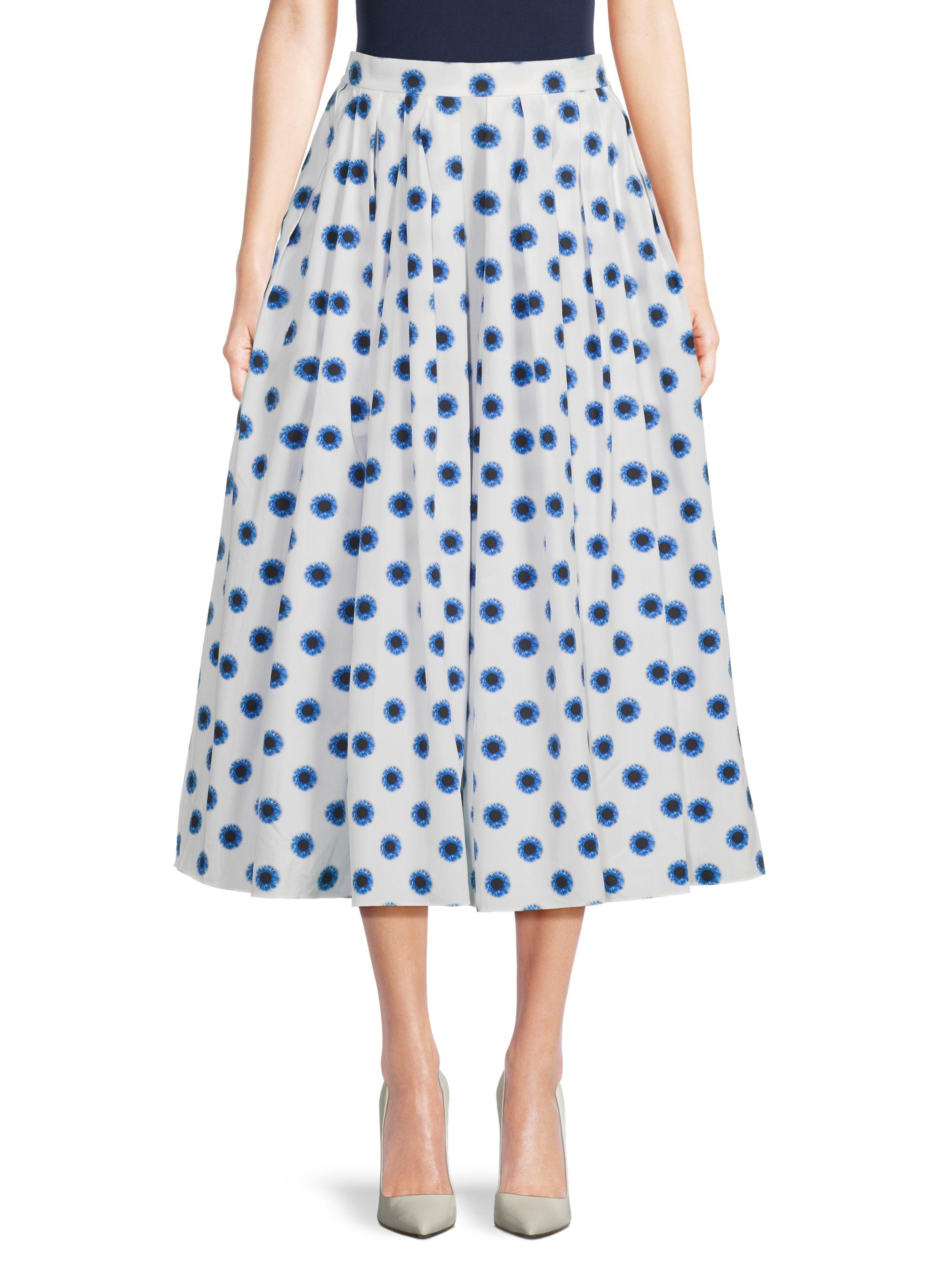 Click here for Mcqueen Womens Pleated Cotton Midi-Skirt - White G... prices