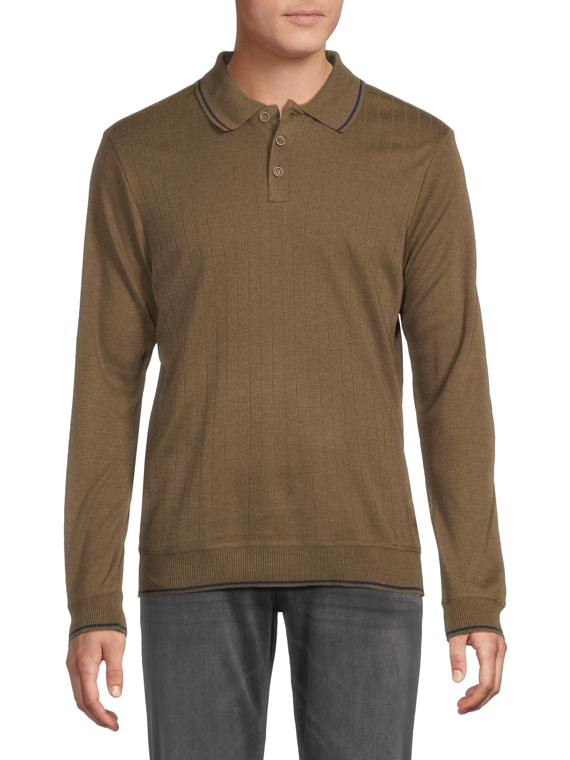 Click here for Joes Jeans Mens Ribbed Polo Sweater - Coffee - Siz... prices