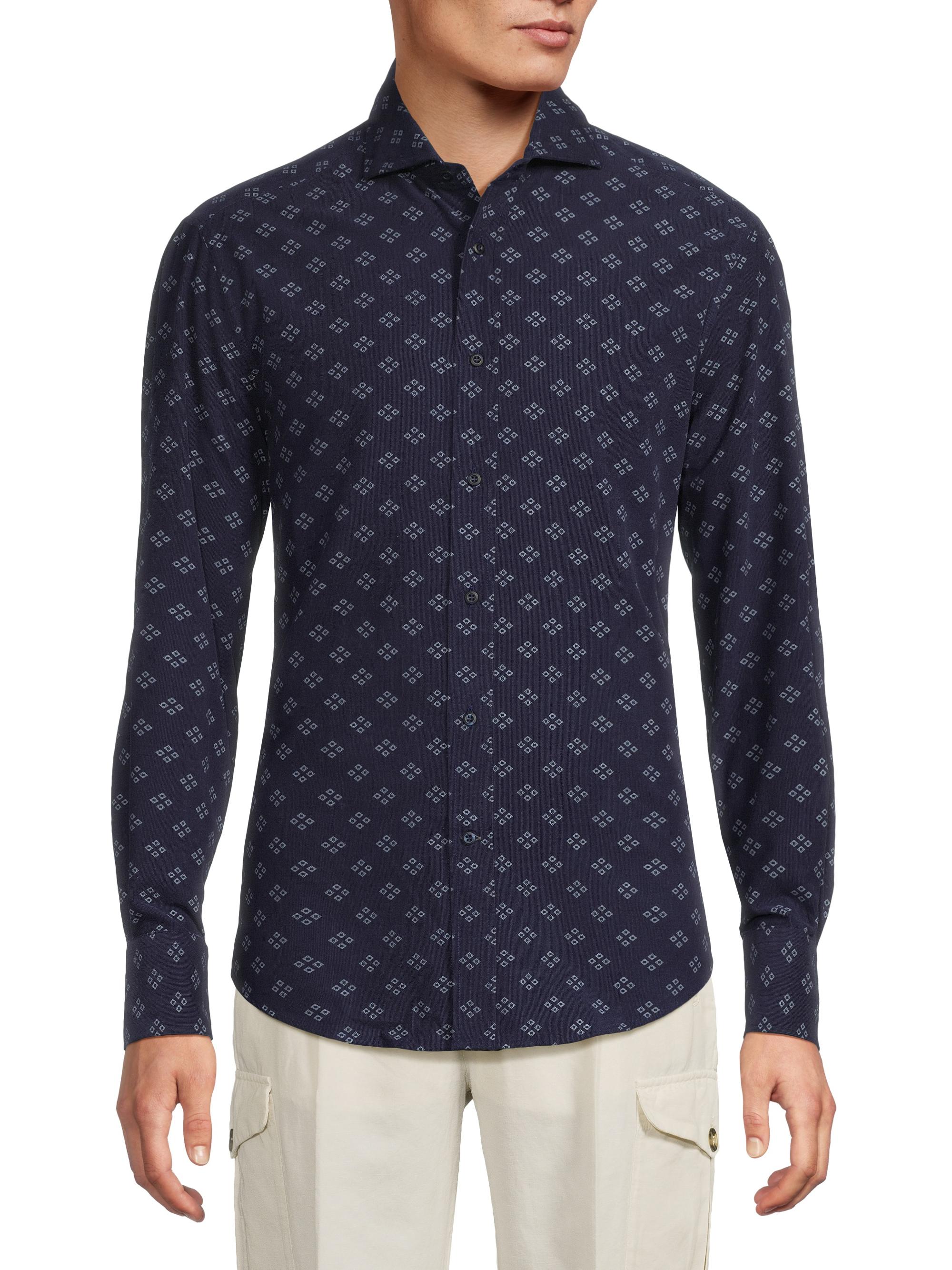 Click here for Brunello Cucinelli Mens Printed Cotton Button-Fron... prices