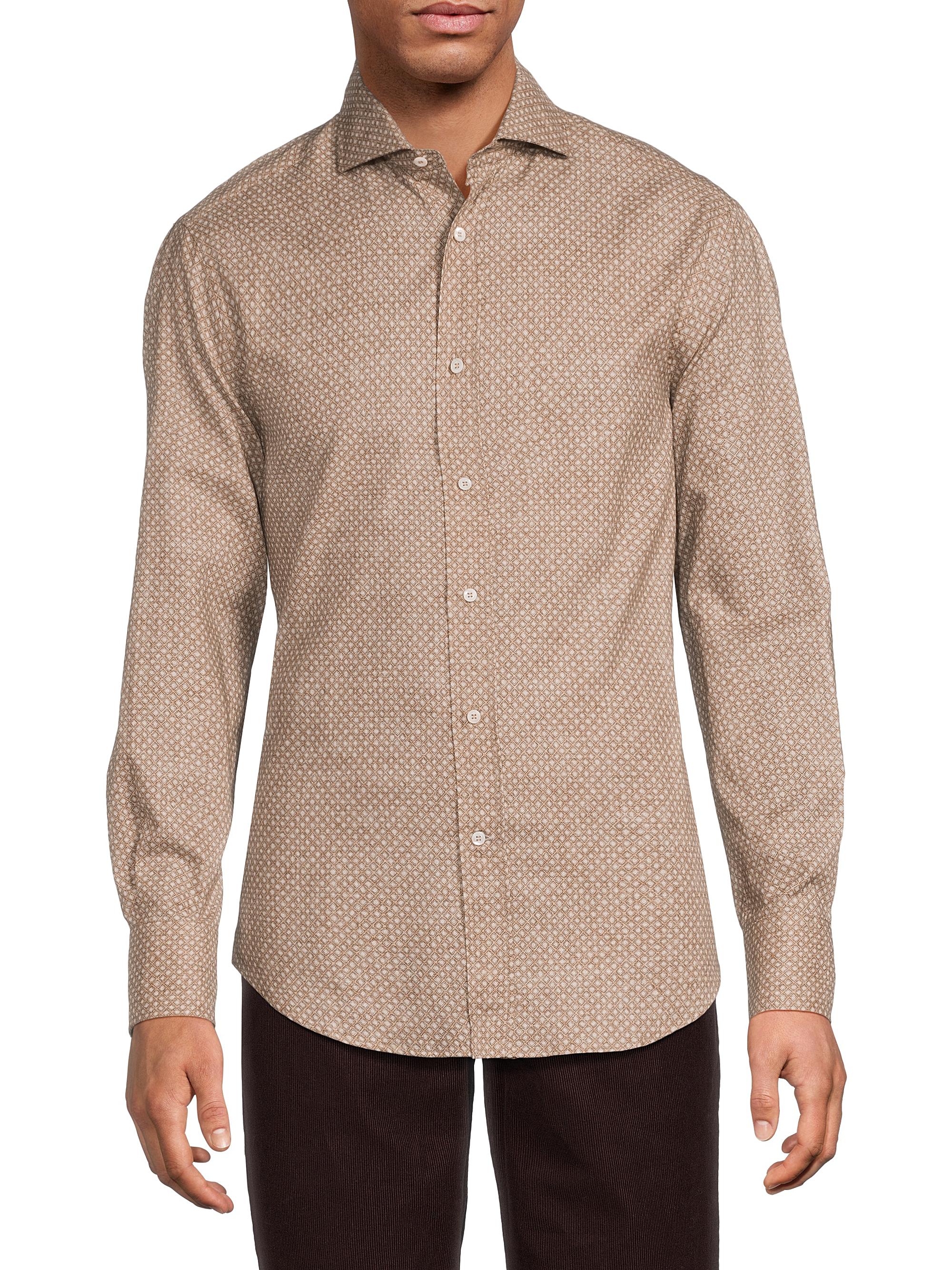 Click here for Brunello Cucinelli Mens Printed Cotton Button-Fron... prices