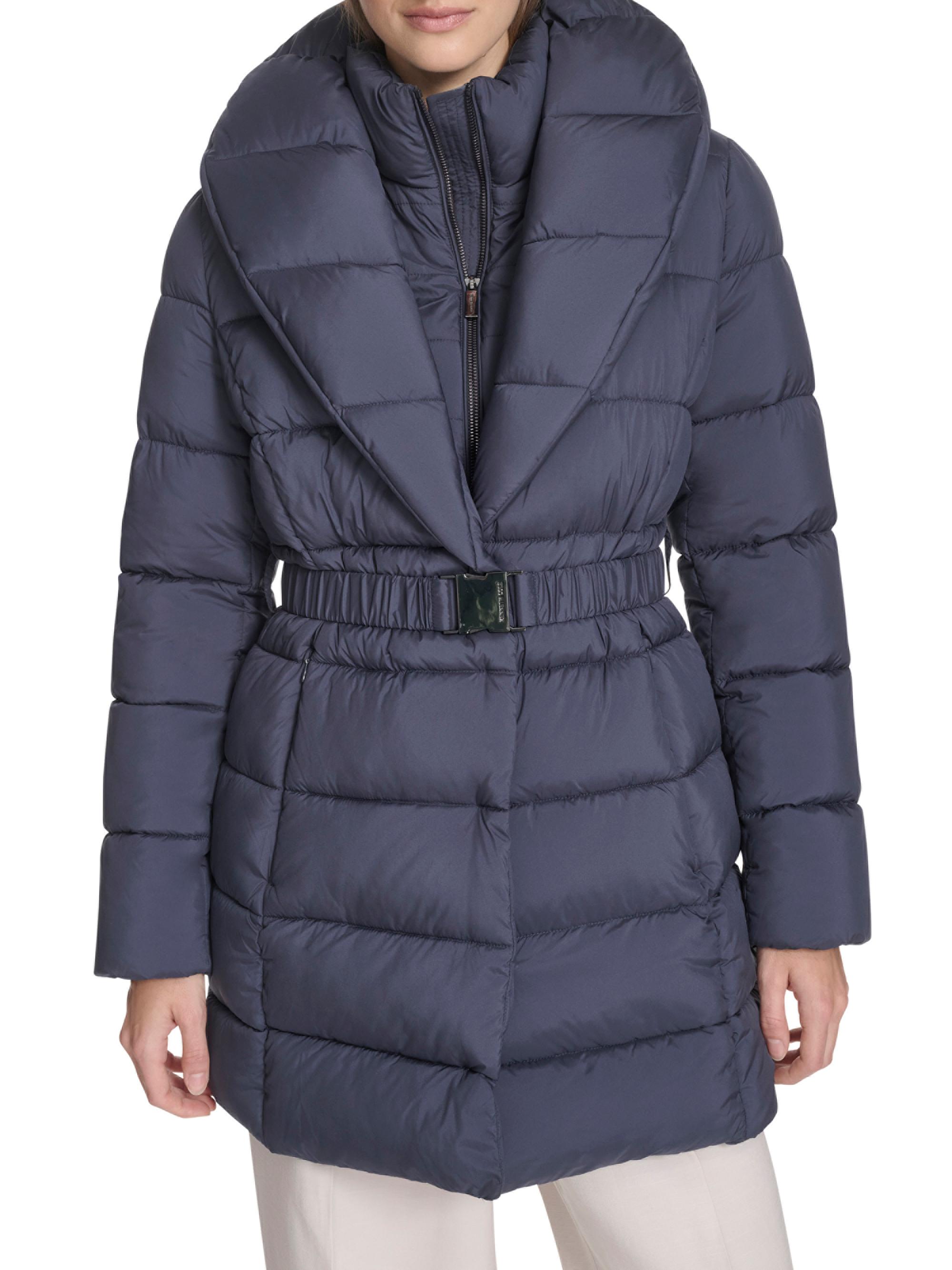 Click here for Kenneth Cole Womens Shawl Collar Puffer Jacket - N... prices