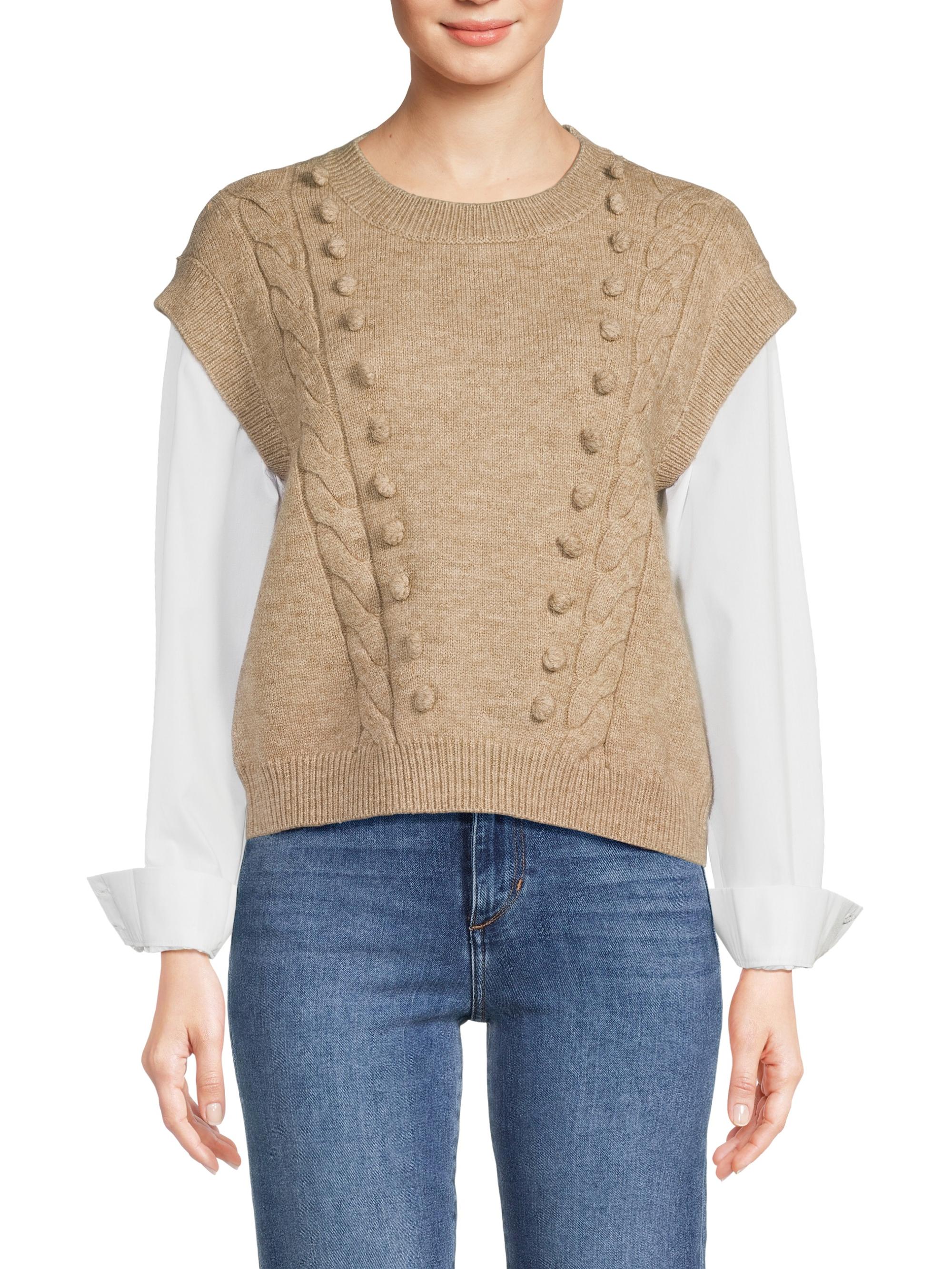 Click here for Bcbg Womens Pull-On Sweater Vest - Heather Taupe prices