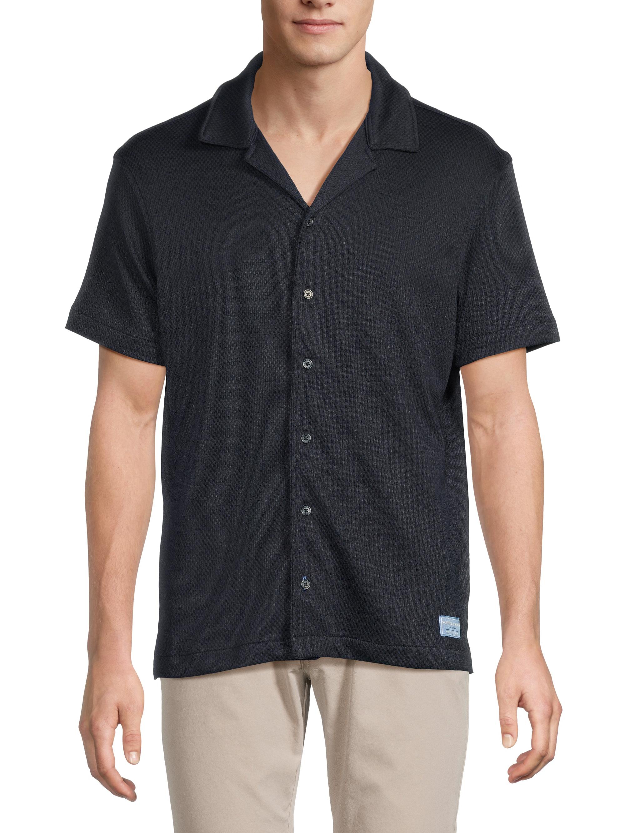 Click here for Scotch & Soda Mens Popcorn Jersey Camp Shirt - Blu... prices