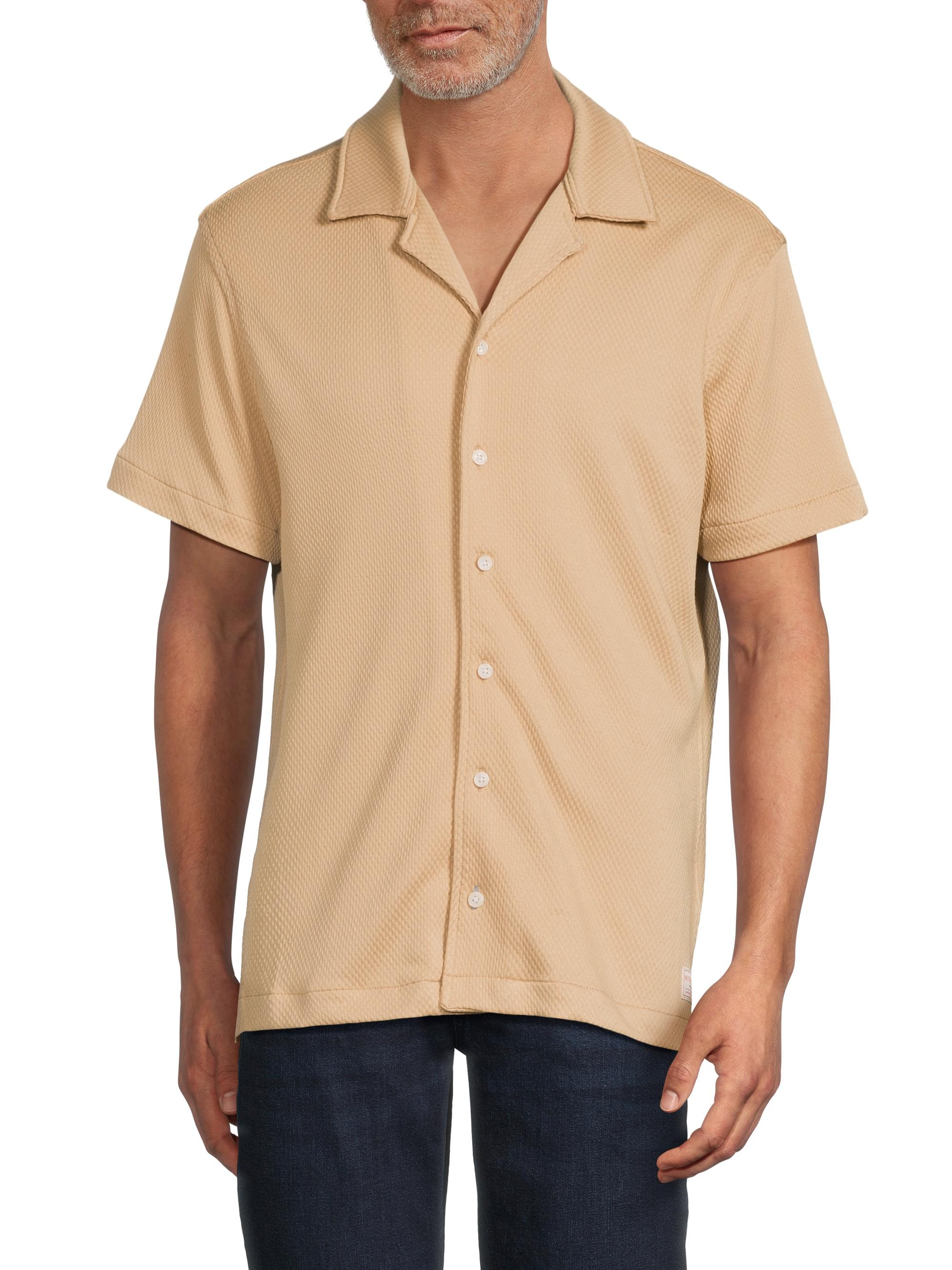 Click here for Scotch & Soda Mens Popcorn Jersey Camp Shirt - Gin... prices