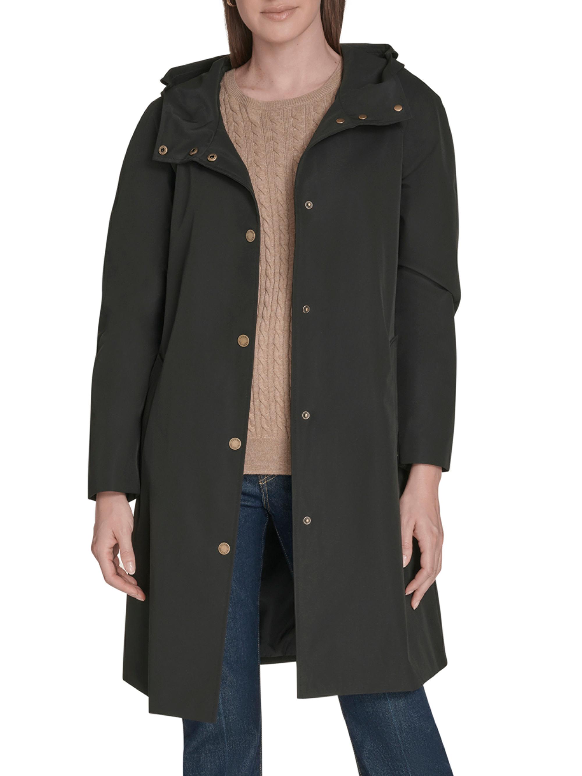 Click here for Tommy Hilfiger Womens Hooded Rain Coat - Black - S... prices