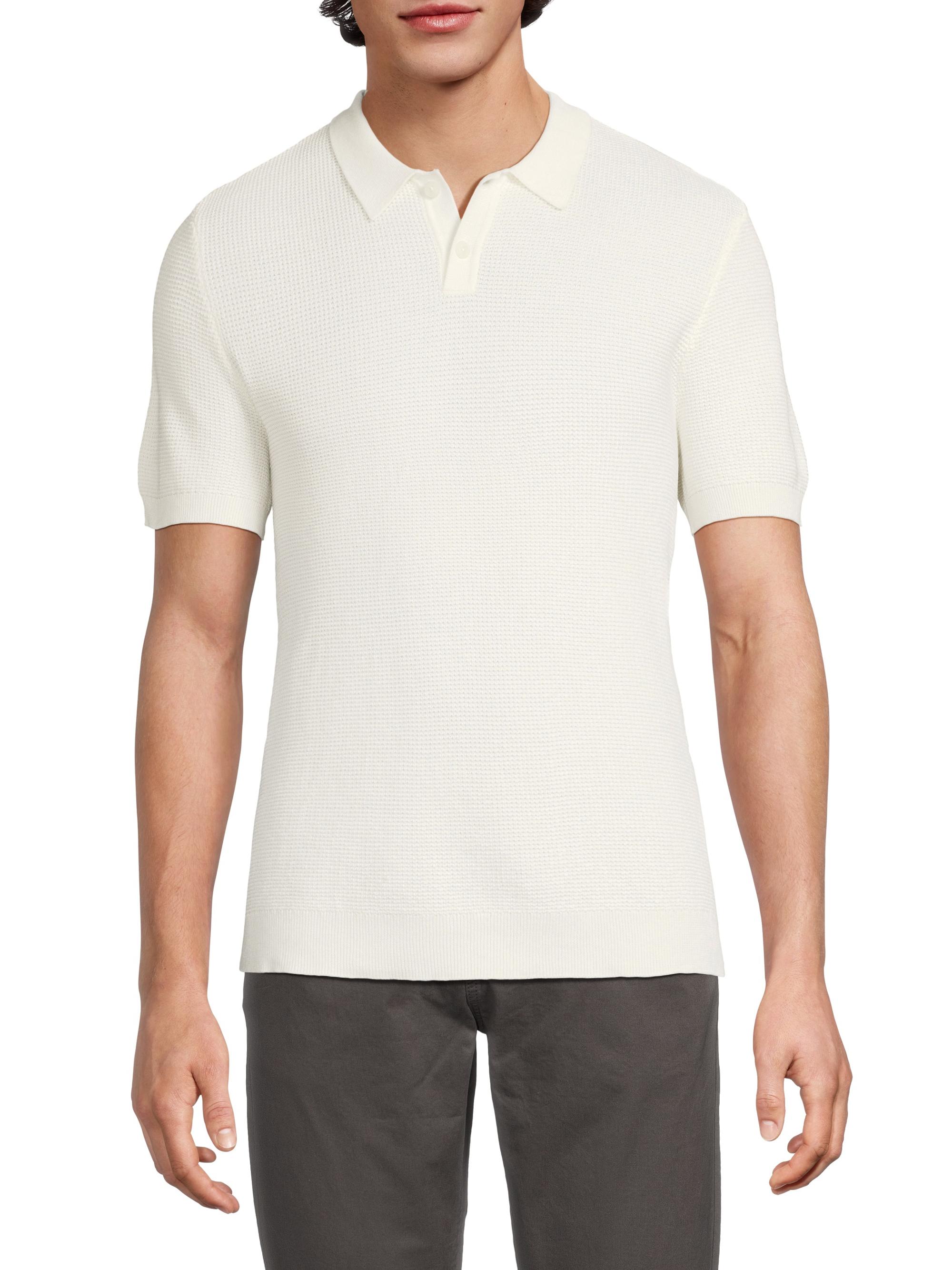 Click here for Saks Fifth Avenue Mens Piqué Knit Polo Shirt - Whi... prices