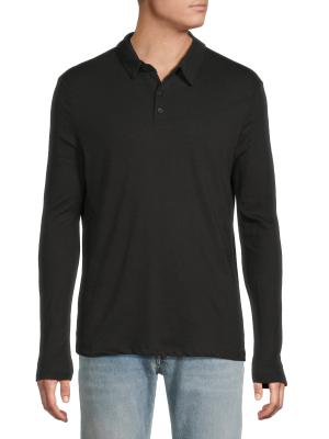 Click here for Saks Fifth Avenue Mens Long-Sleeve Polo Shirt - Bl... prices